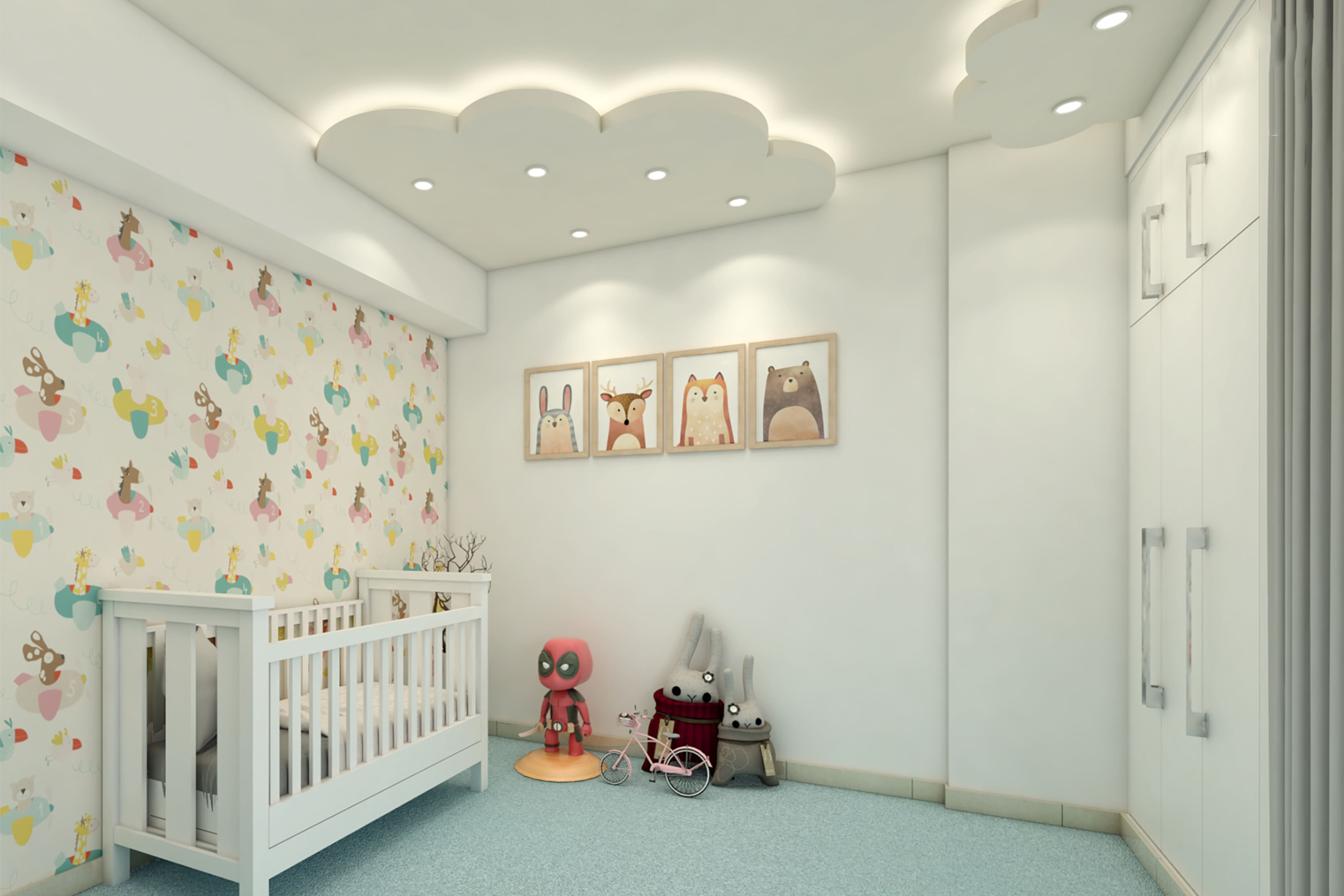 Blue Textured Flooring Design For Kids Room | Livspace