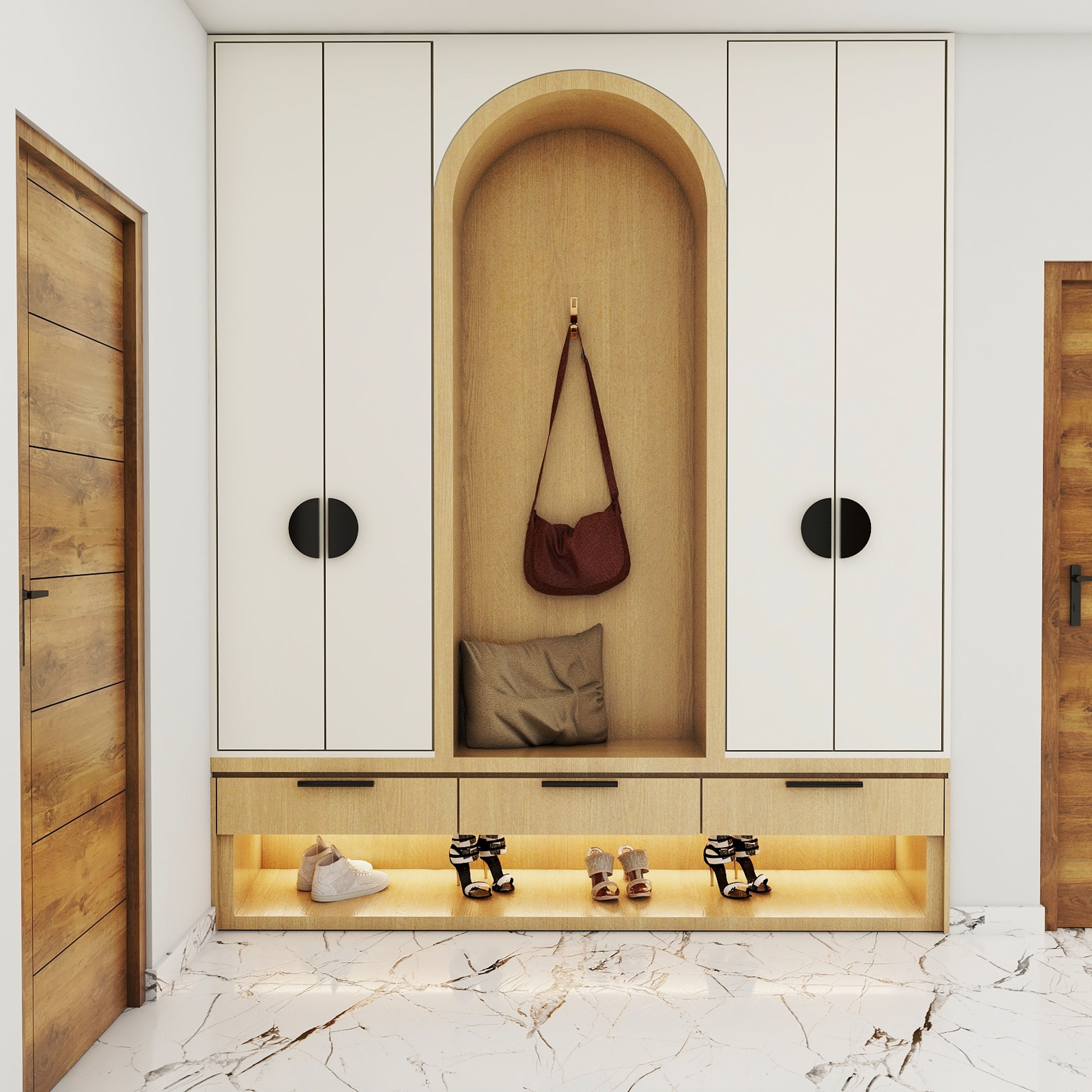 Compact Foyer Design With Storage Unit | Livspace