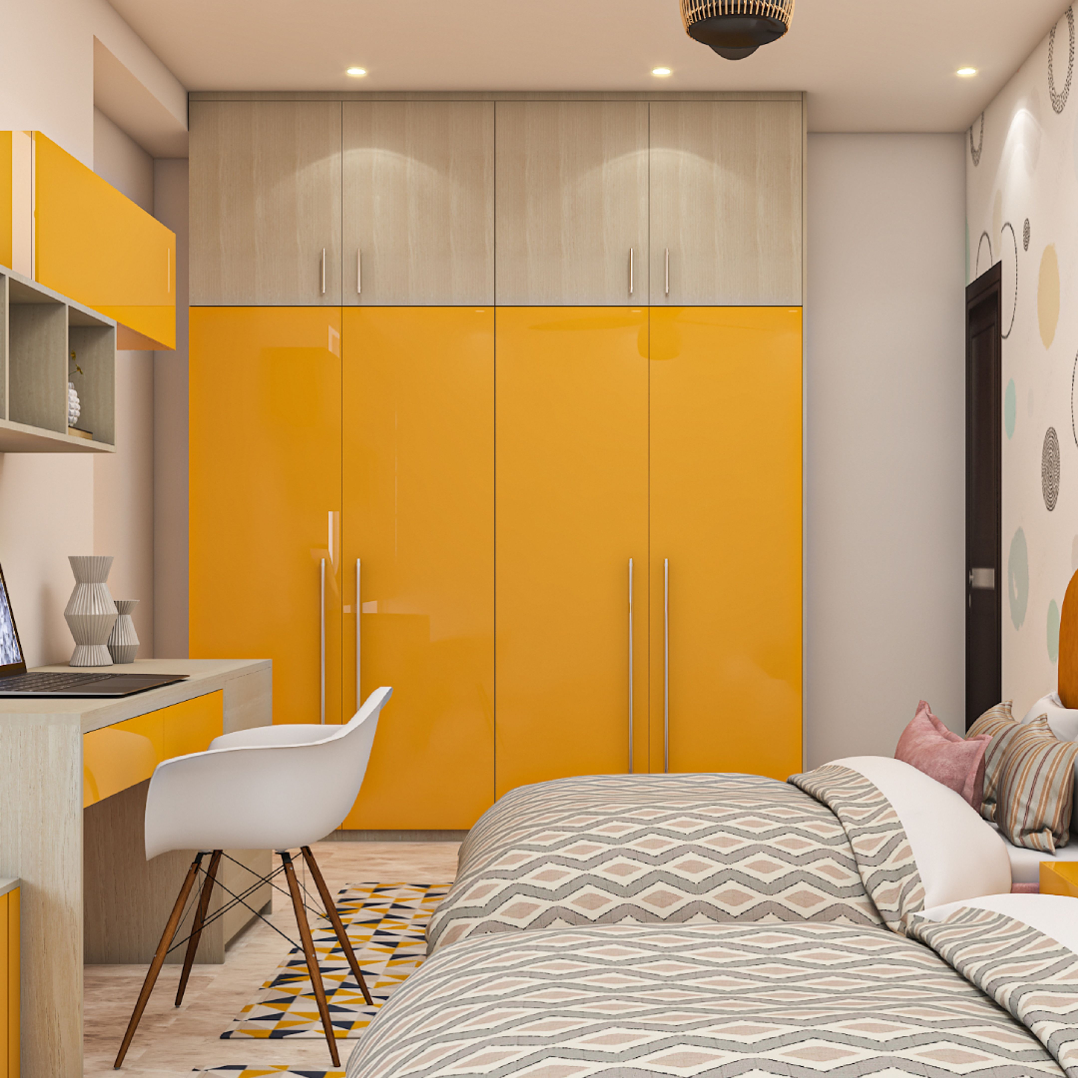 Spacious Colourful Kids Bedroom Design for Girls | Livspace