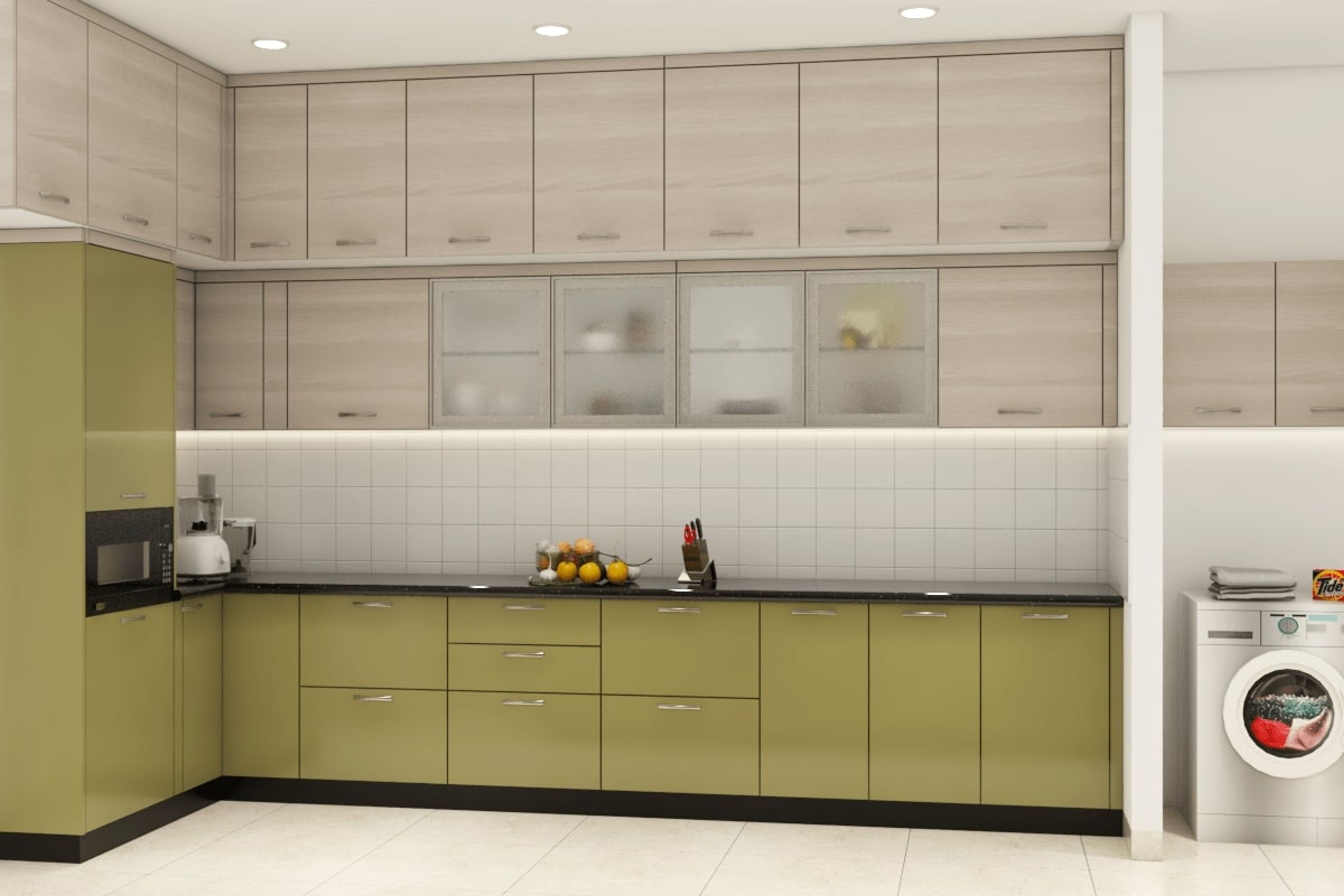 Compact Kitchen Design With Wooden Details | Livspace