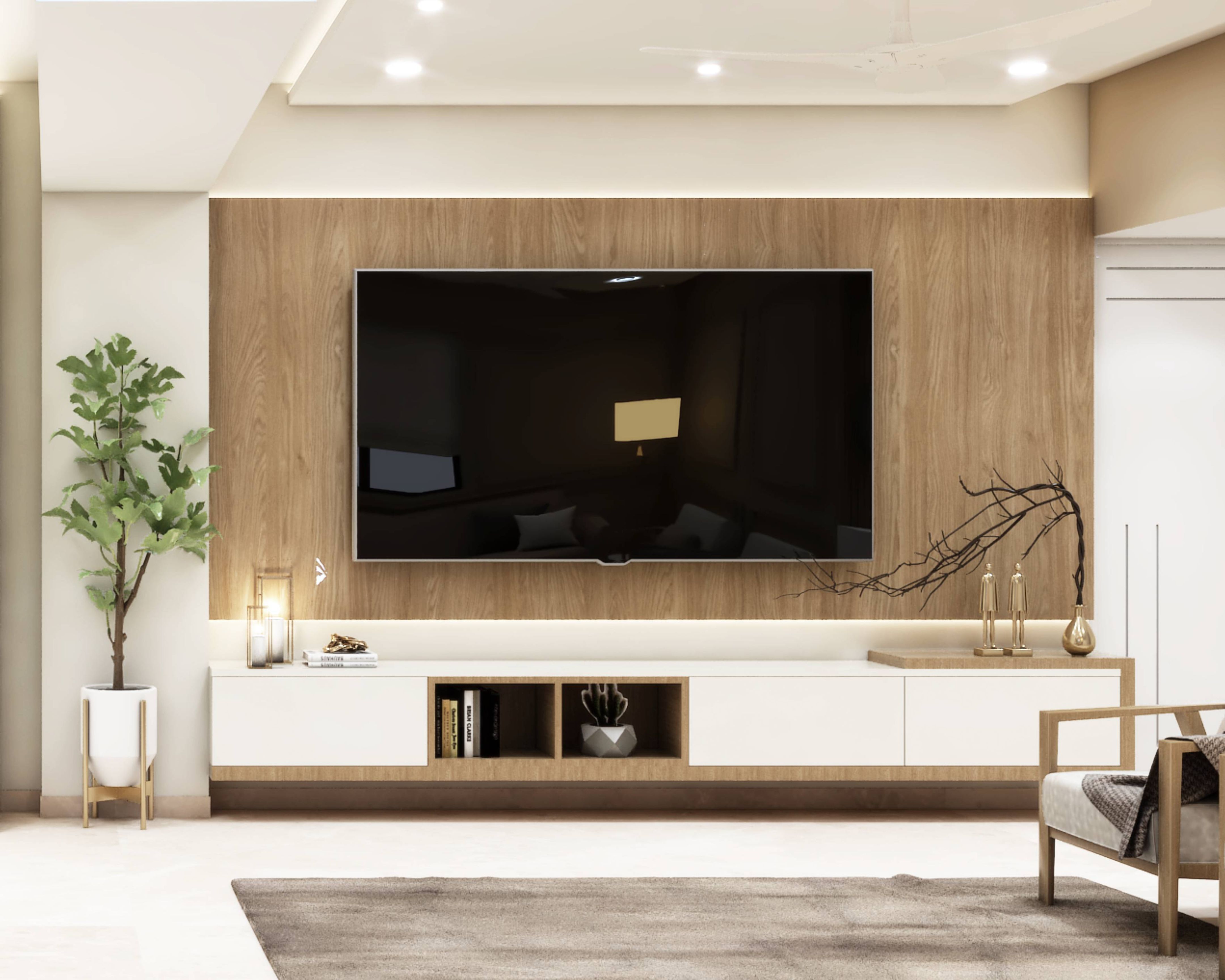 Spacious 55-Inch TV Unit With A Laminate Finish | Livspace