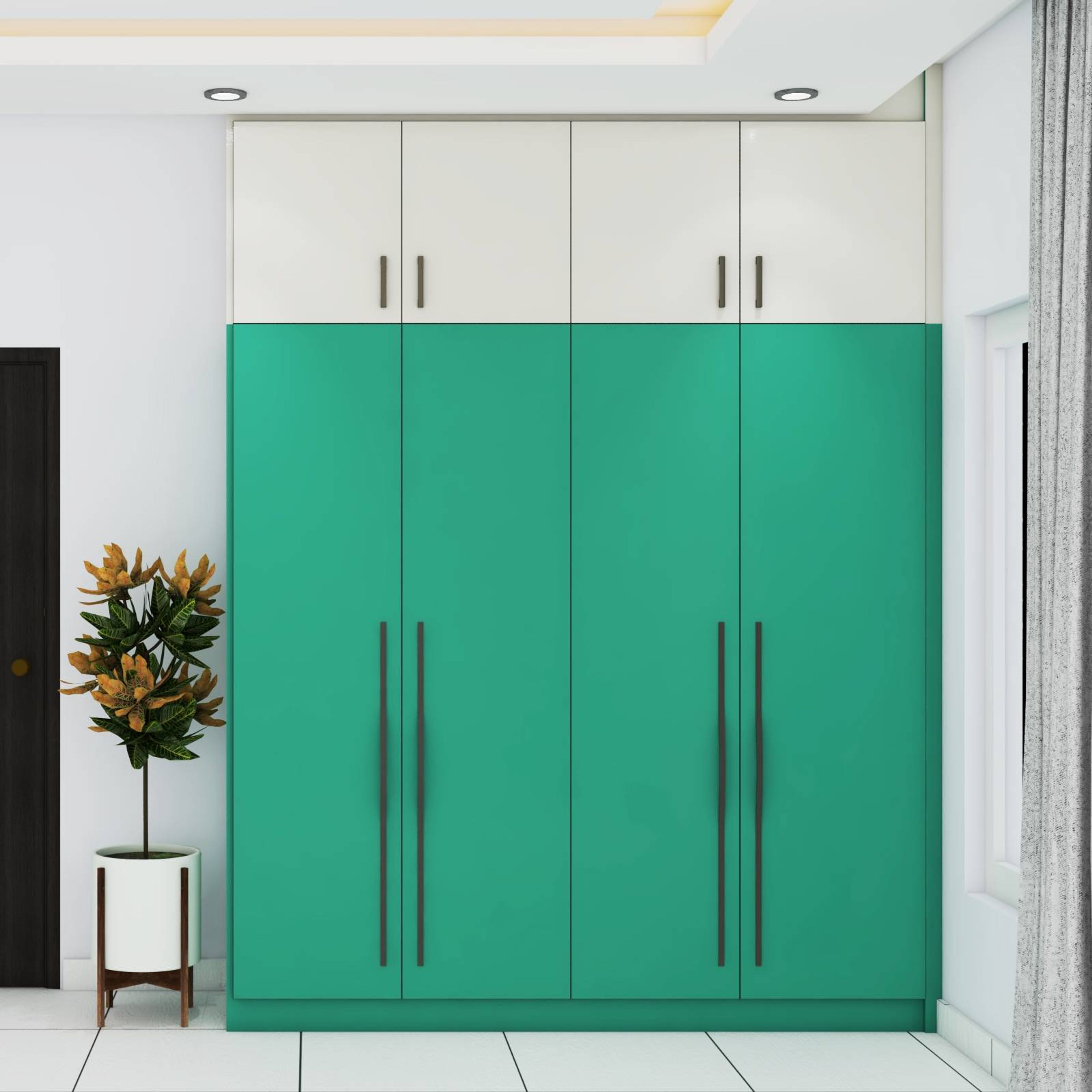 Spacious 4-Door Wardrobe Design With Loft Storage | Livspace