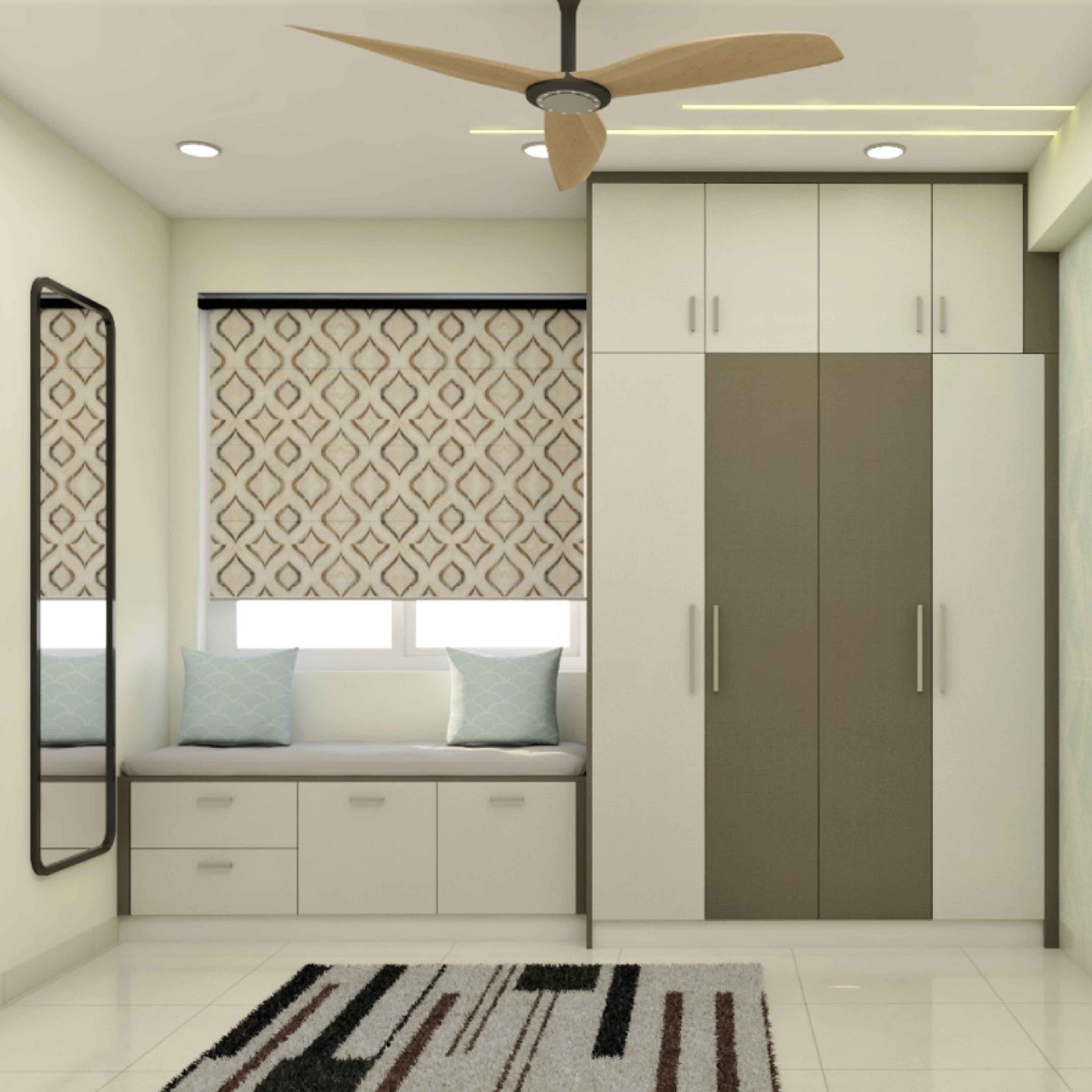 Spacious Beige Swing Shutter Wardrobe Design | Livspace