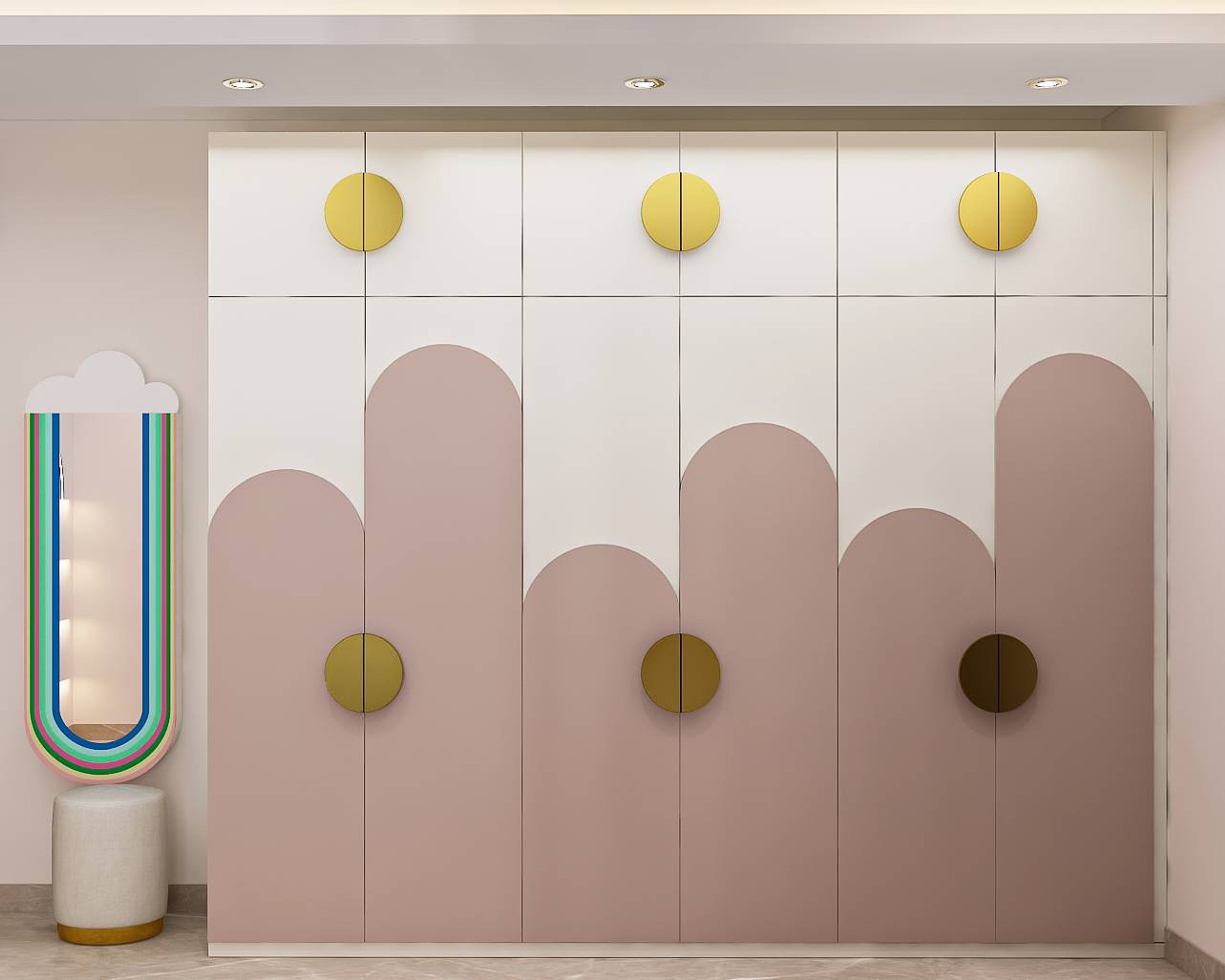 Hinged Door Modern Wardrobe With Dresser | Livspace