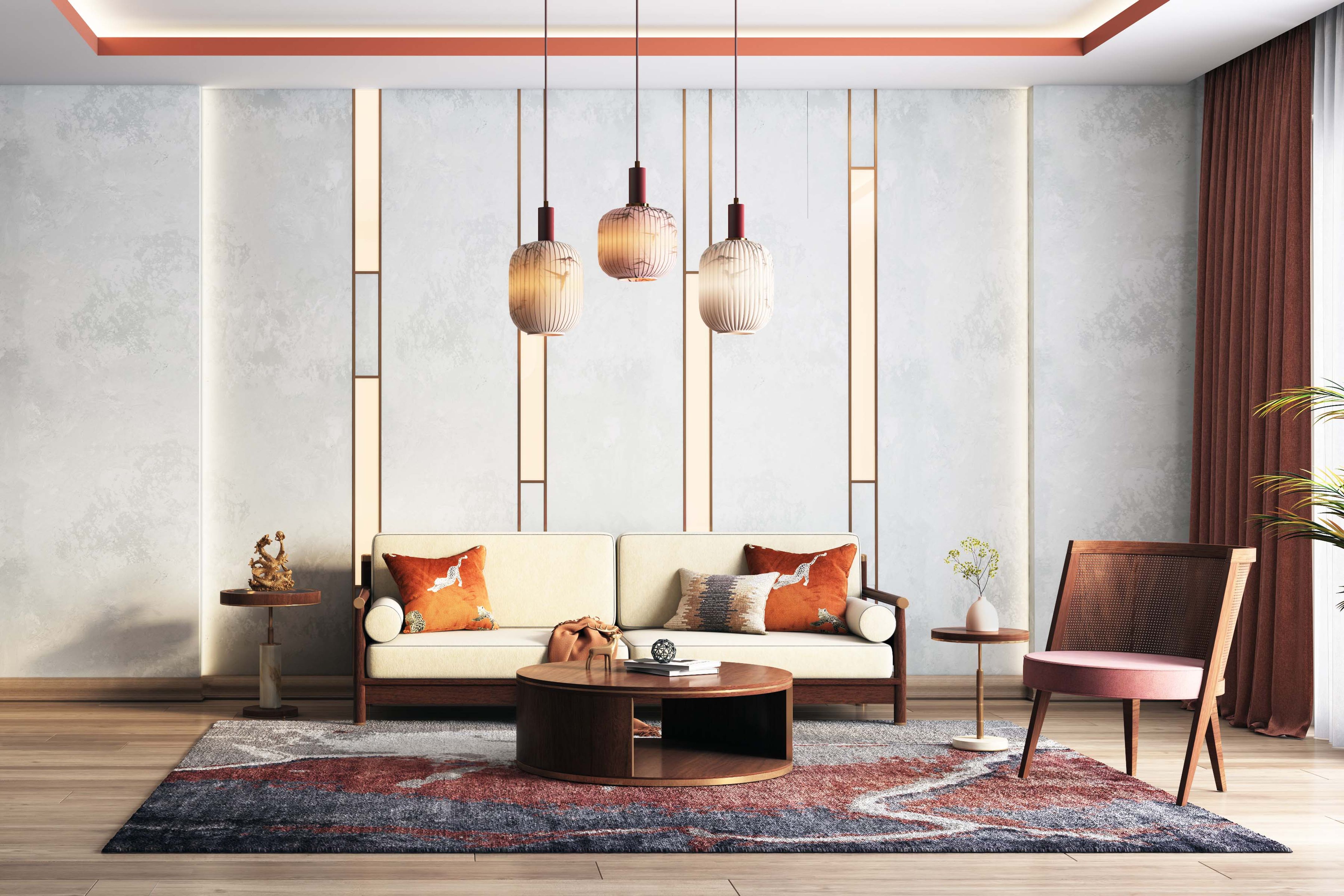 Grey Wallpaper With T-Patti Wall Design | Livspace