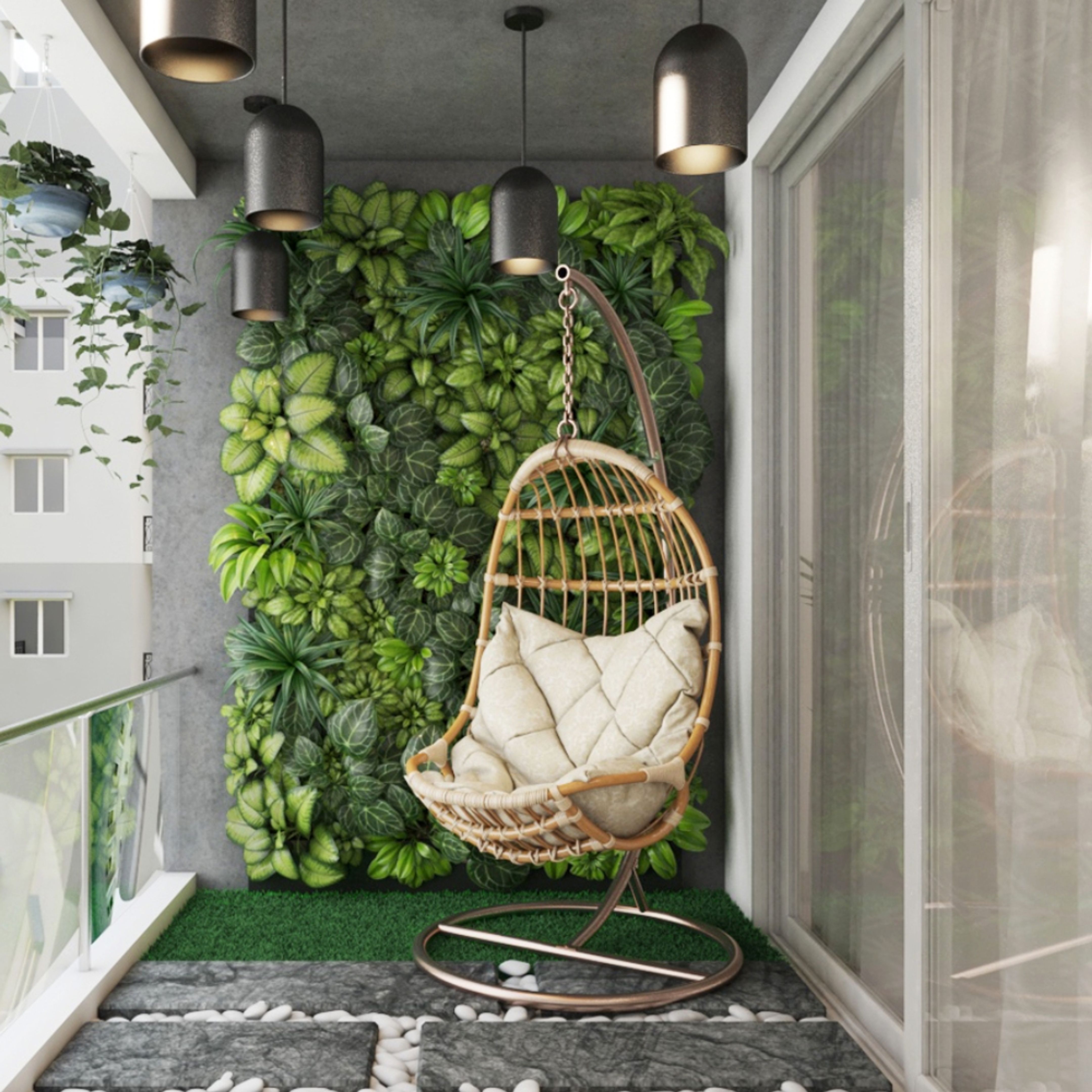 Balcony Design With White Brick Accent Wall | Livspace