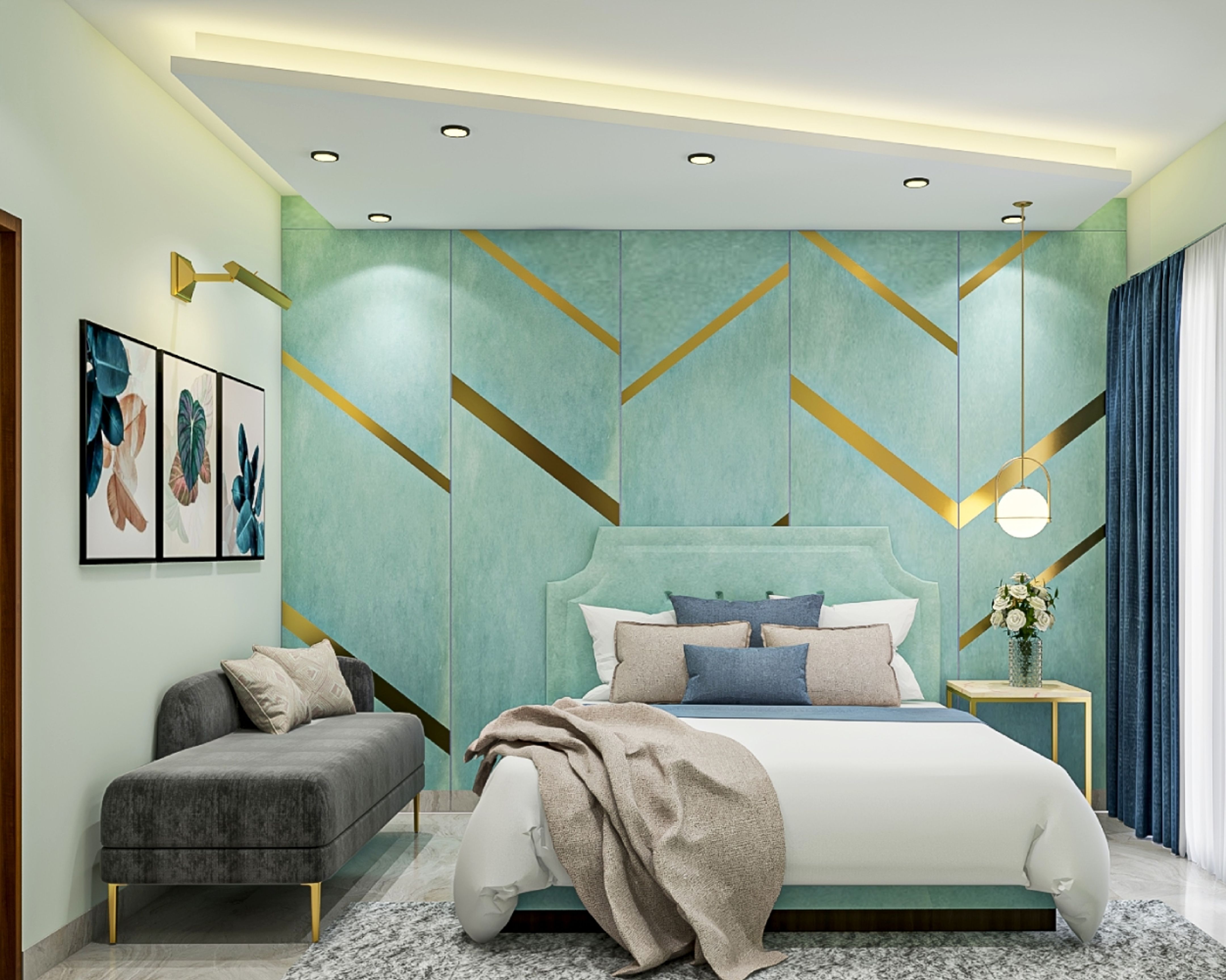 POP Single Layered Ceiling Design With Pendant Lights | Livspace