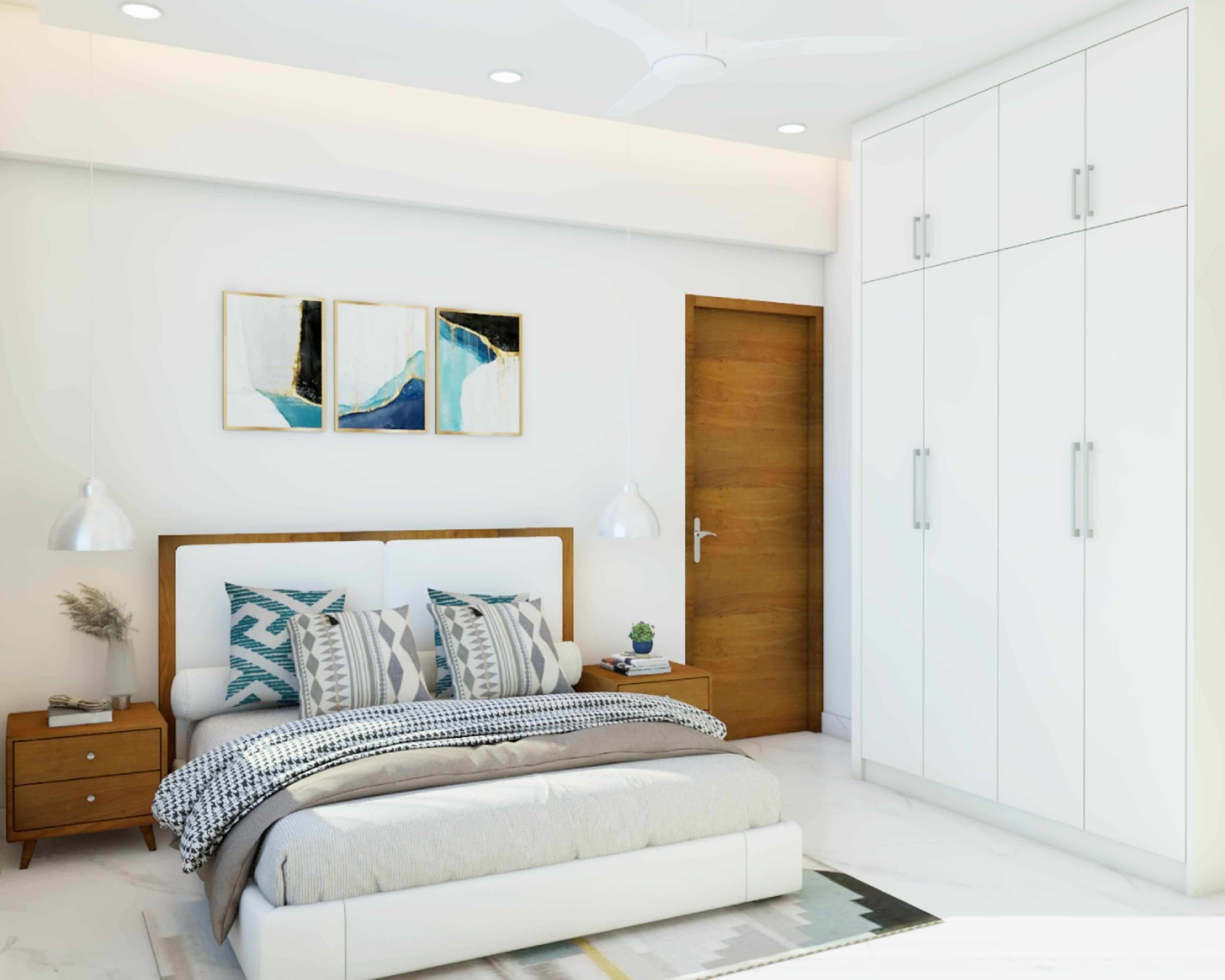 Master Bedroom Design With Wooden TV Console | Livspace