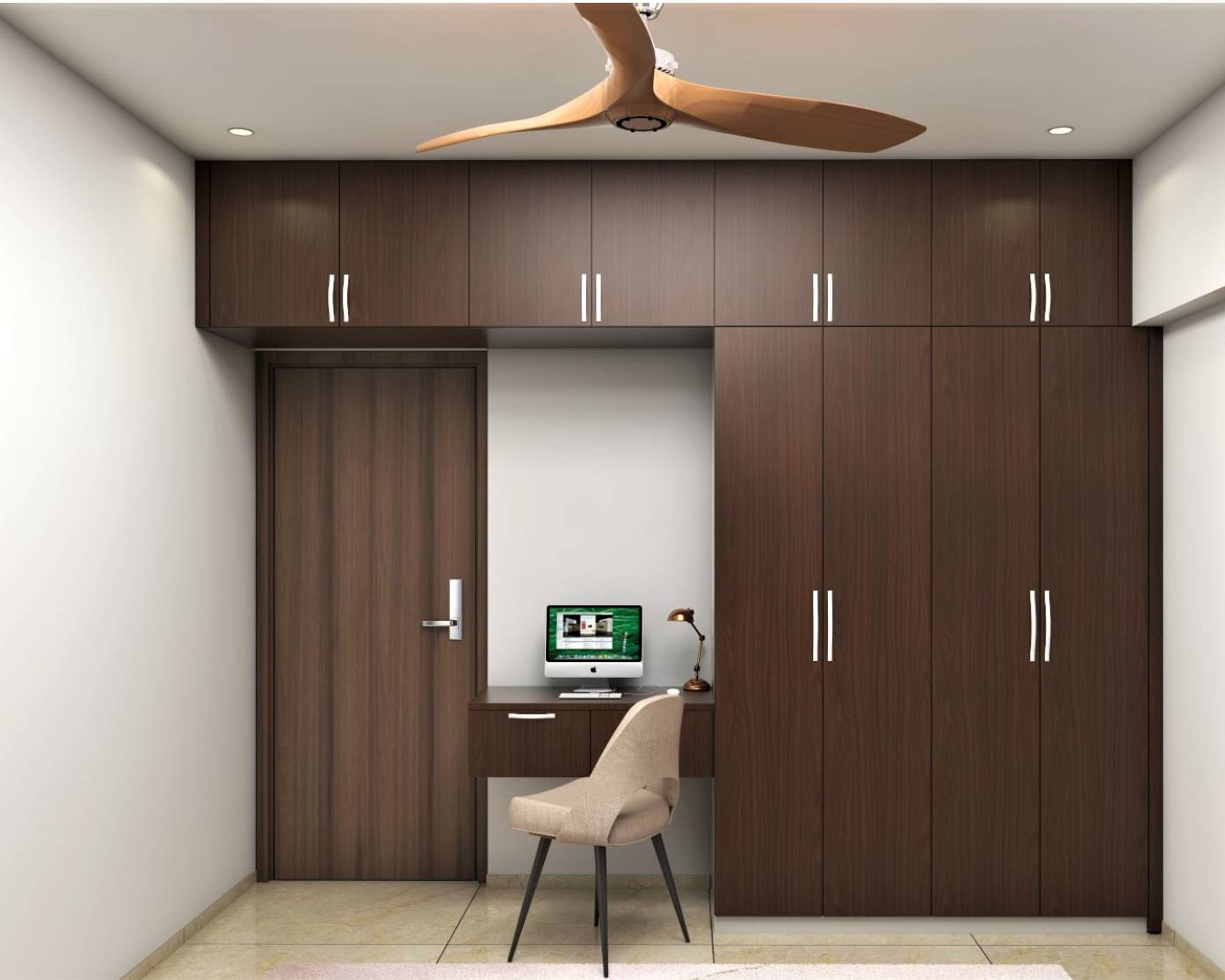 4-Door Wardrobe Design With An Integrated Study Unit | Livspace