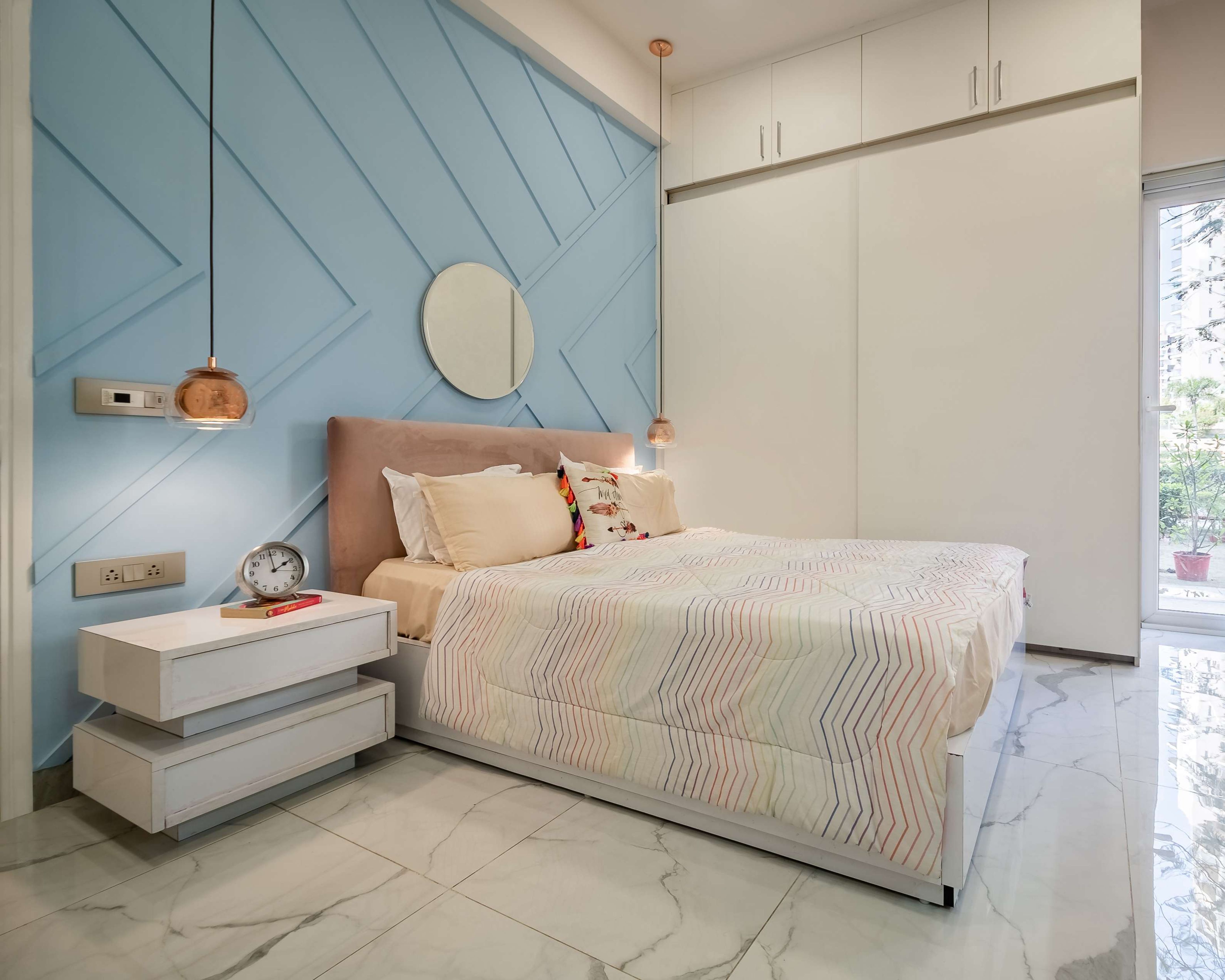 Wall Texture Design With Light Beige Panelling | Livspace