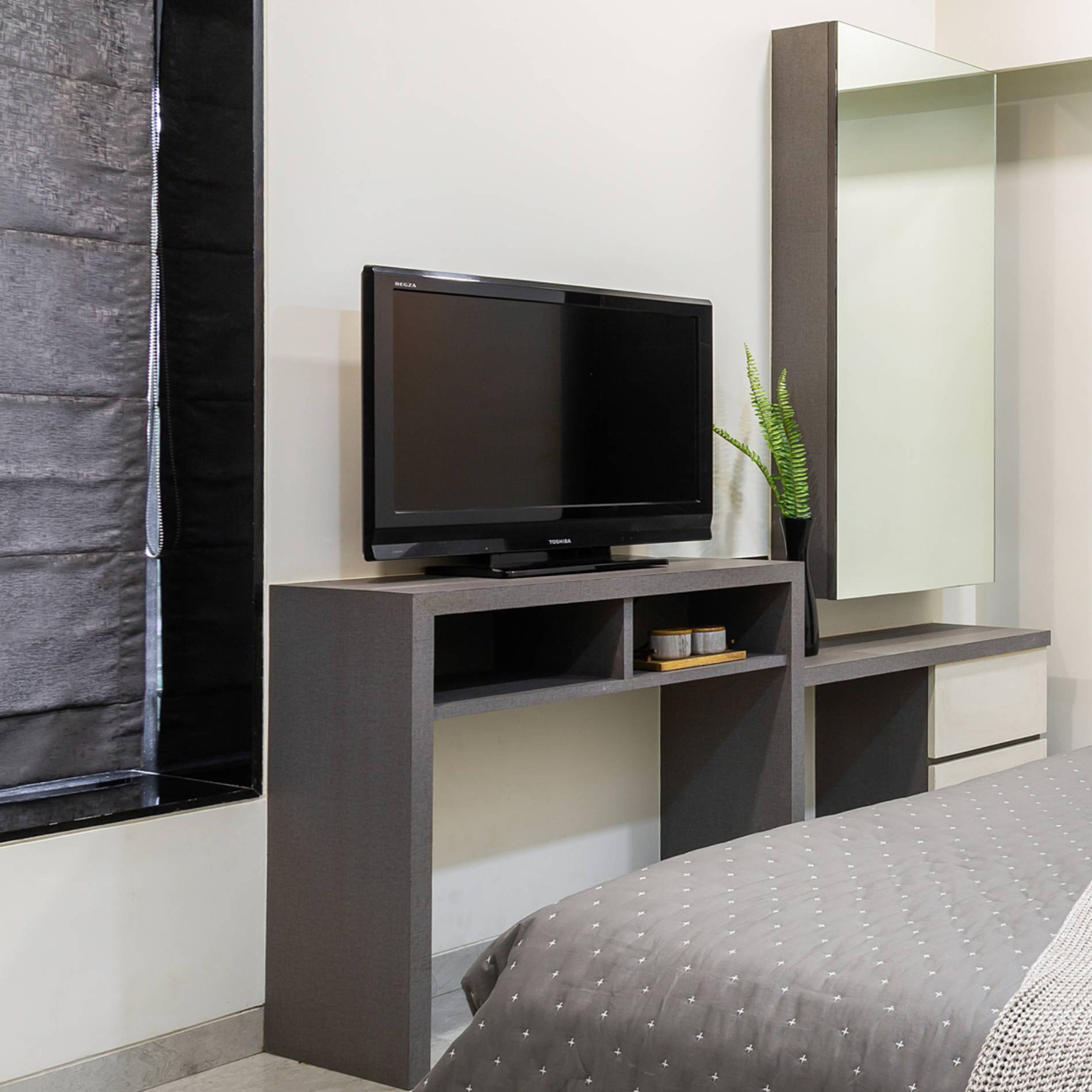 Compact Study Room Design In Dark Grey | Livspace