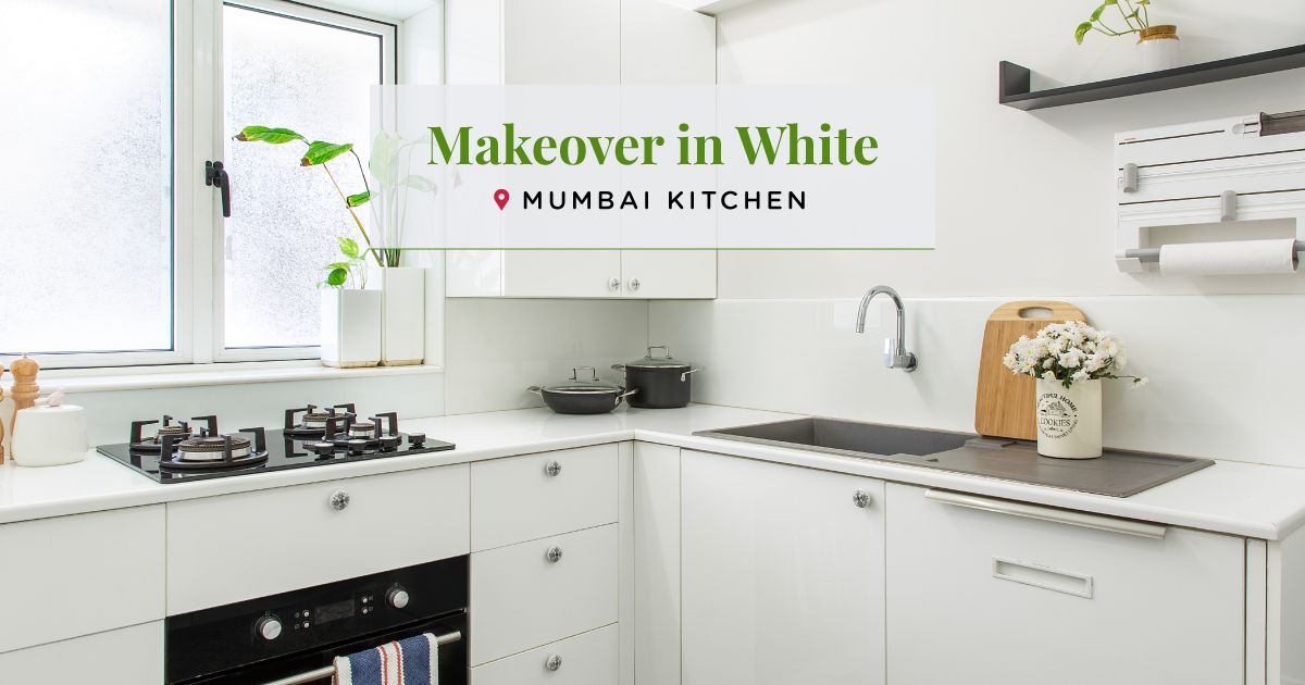A White Kitchen Design for Small Space in Mumbai