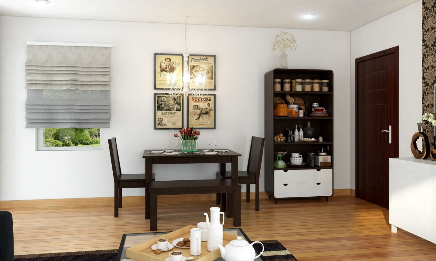 Wooden 2-Seater Compact Dining Room Design | Livspace