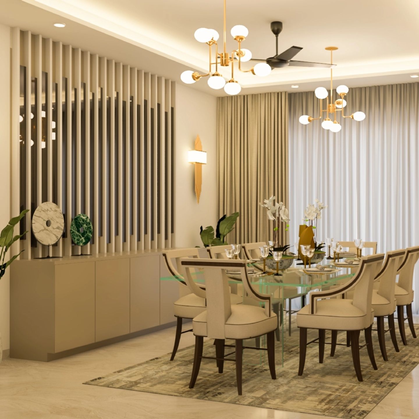 Classic Dining Room Design With 8-Seater Dining Table | Livspace