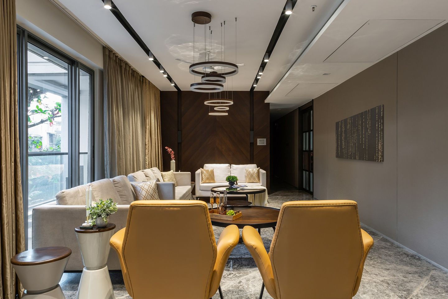 Plain False Ceiling Design With Designer Ceiling Lights | Livspace