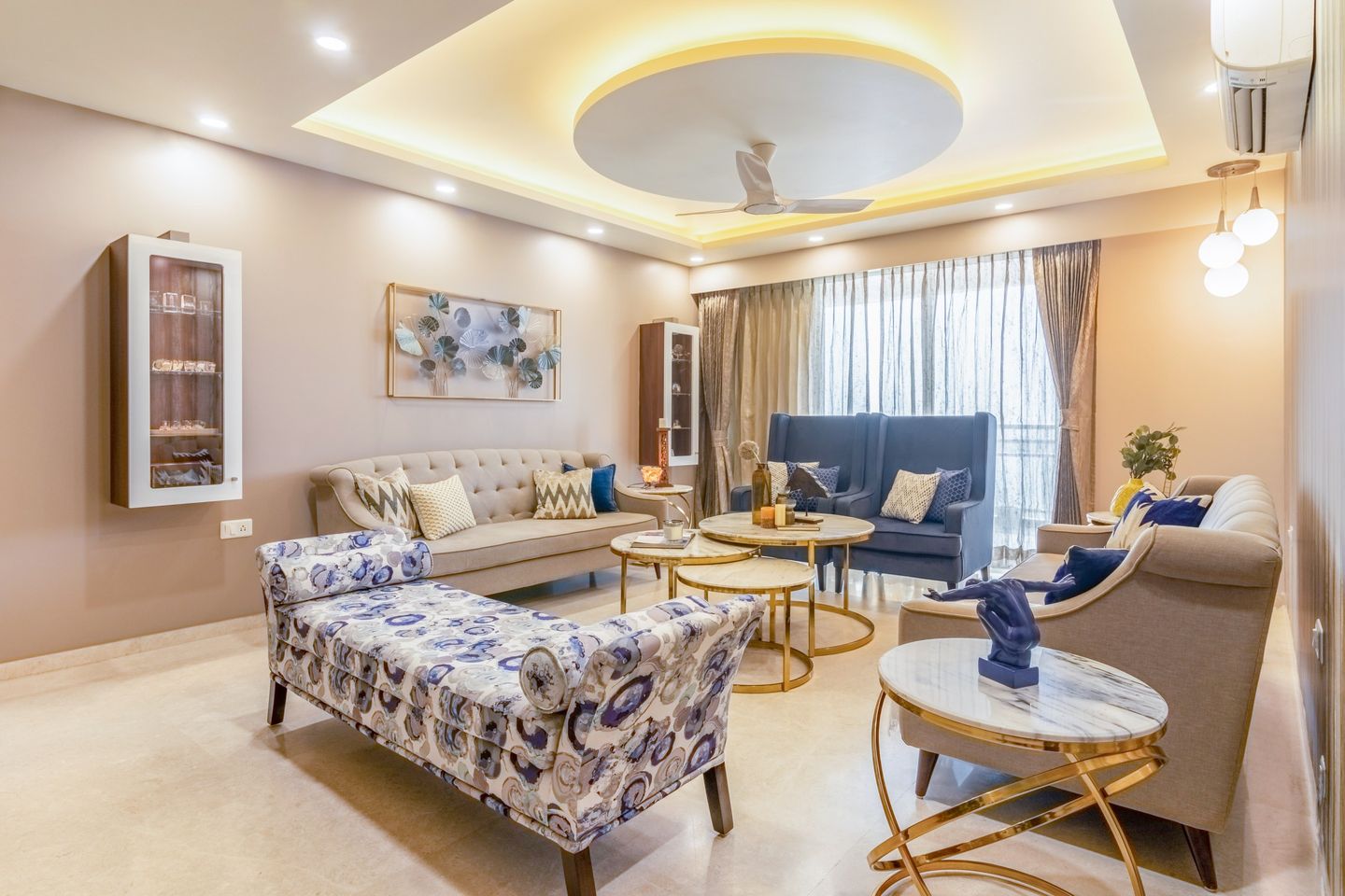 Contemporary Peripheral and Circular Drop Down False Ceiling | Livspace