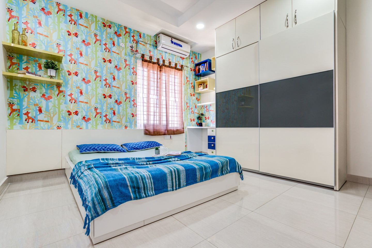 Glossy White Flooring Design For Bedrooms | Livspace