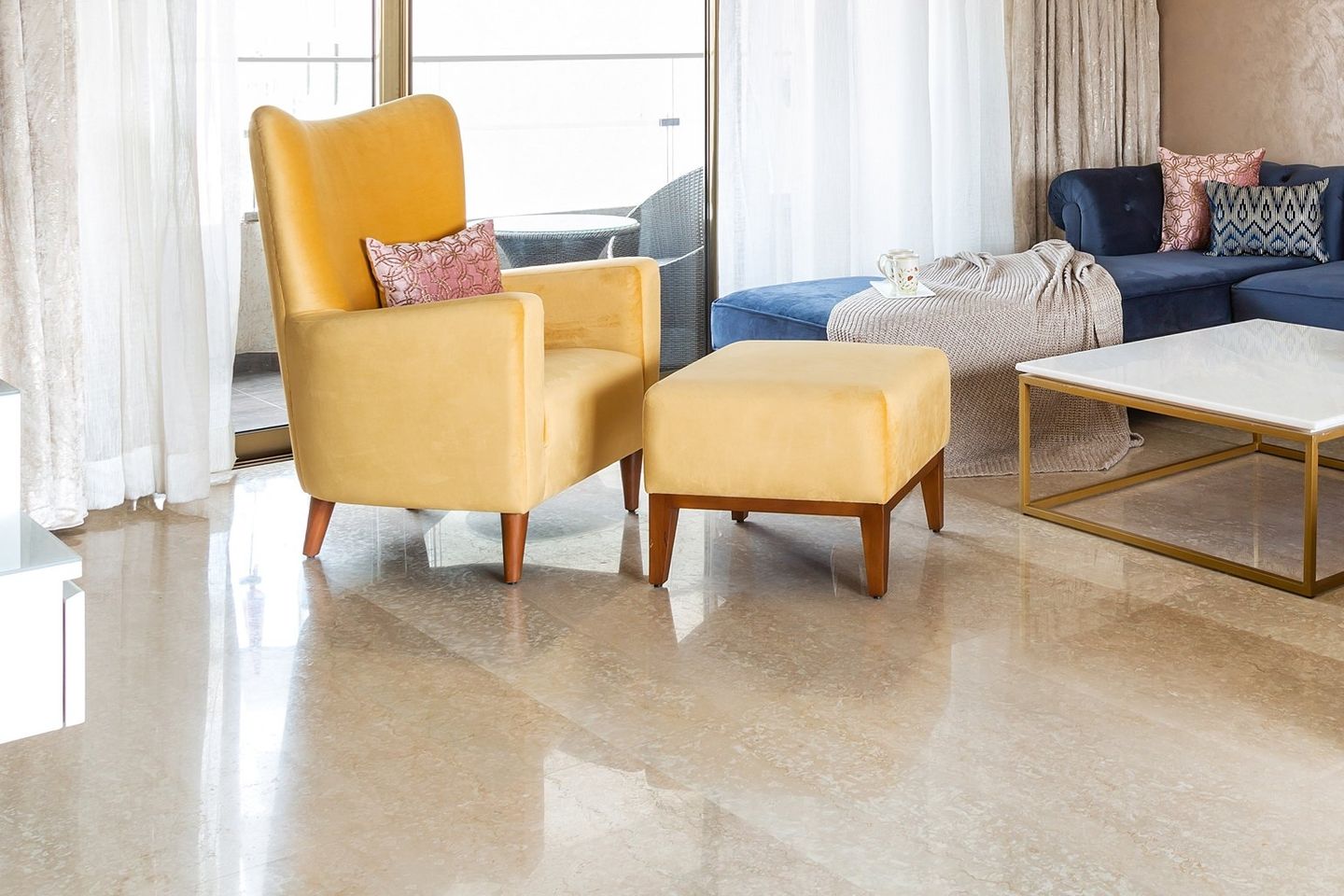 Contemporary Flooring Design In Beige With Medium Veins | Livspace