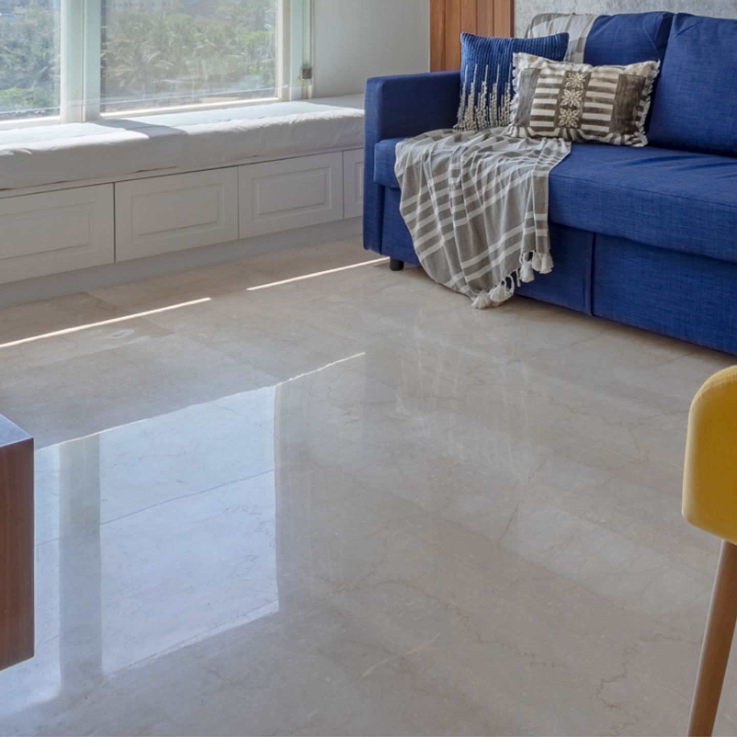 Glossy Scratch Resistant Living Room Tile Design Livspace