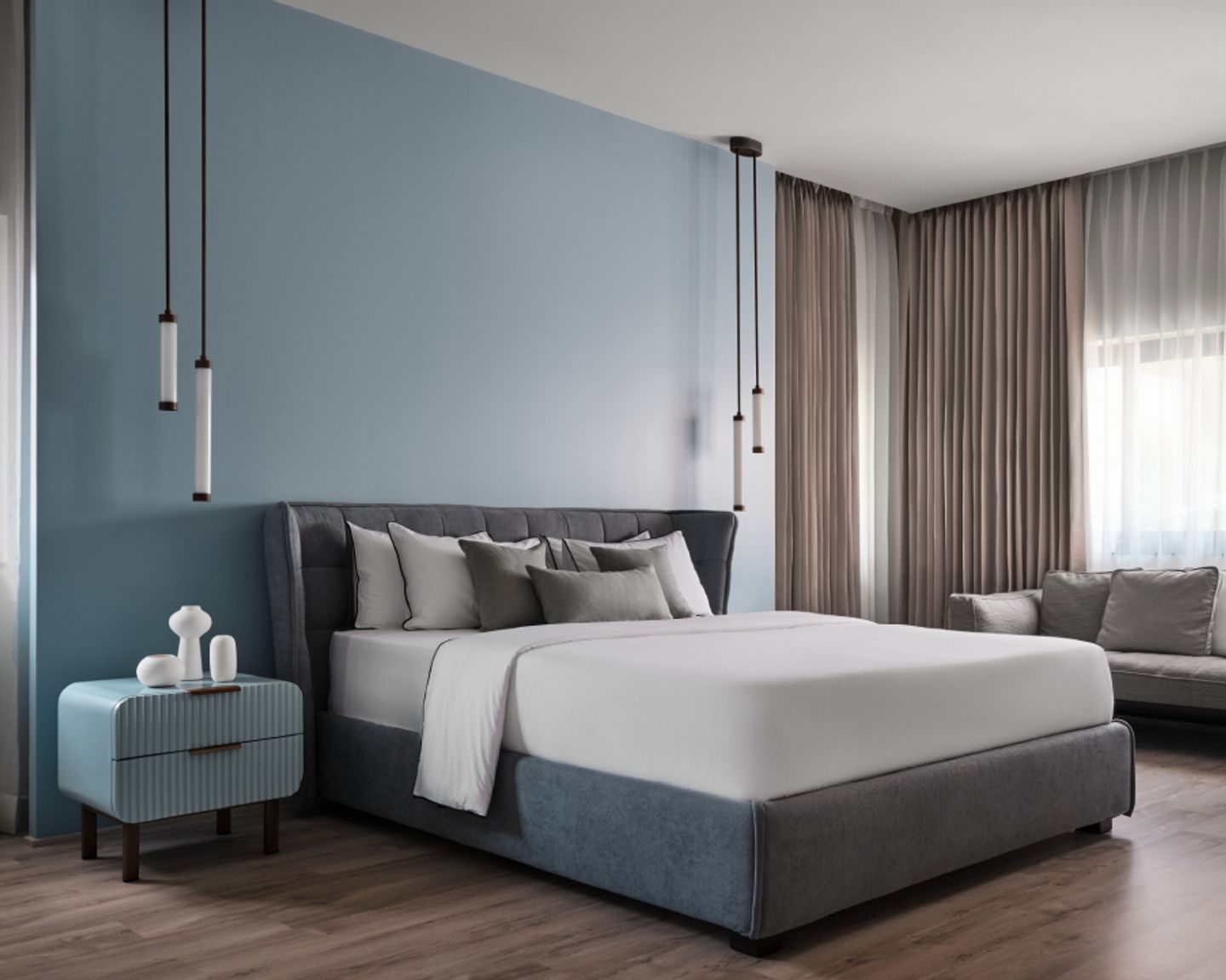 Blue Wall Paint Design For Compact Bedrooms | Livspace