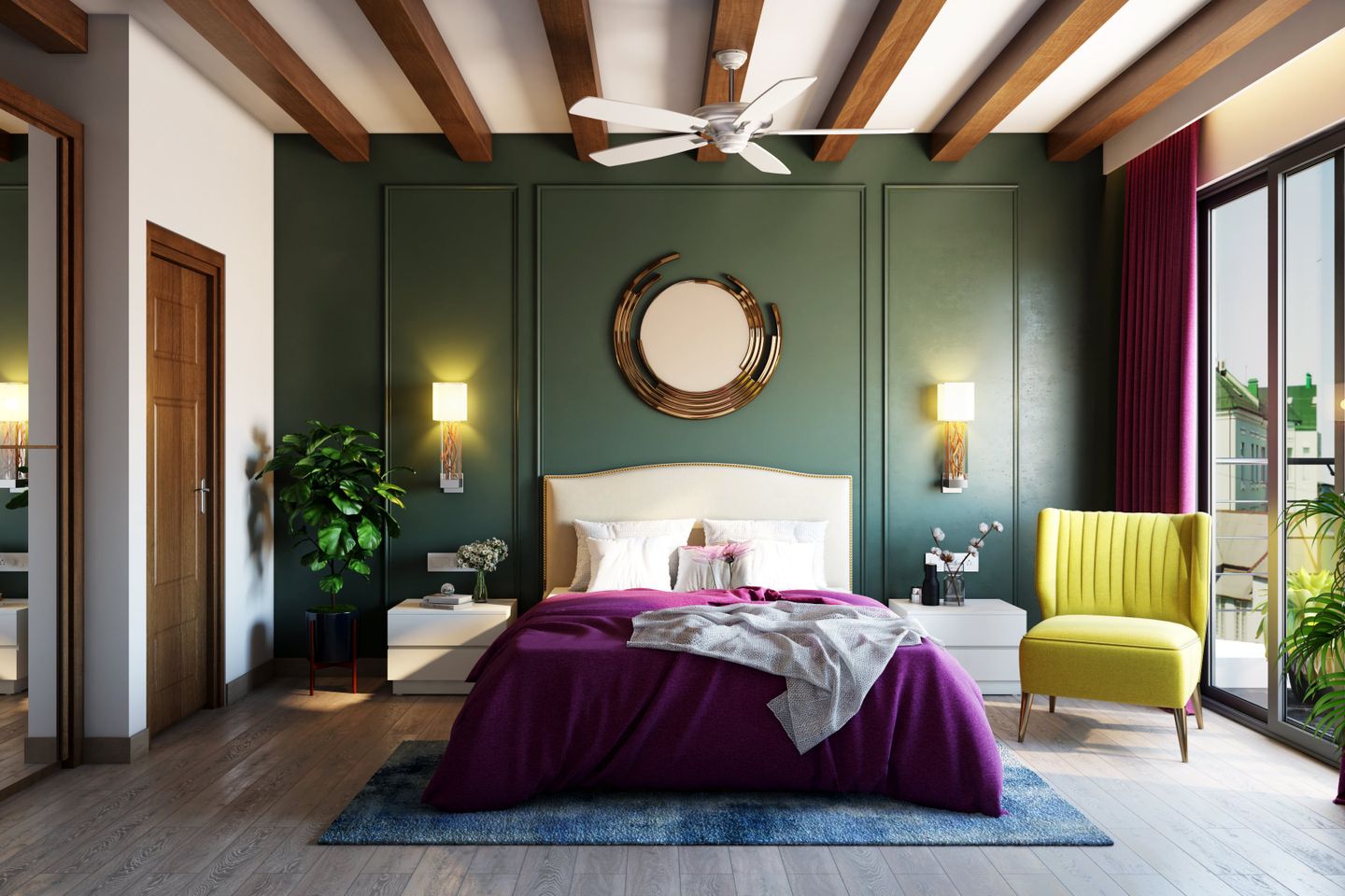 Spacious False Ceiling Design With Traditional Wooden Rafters