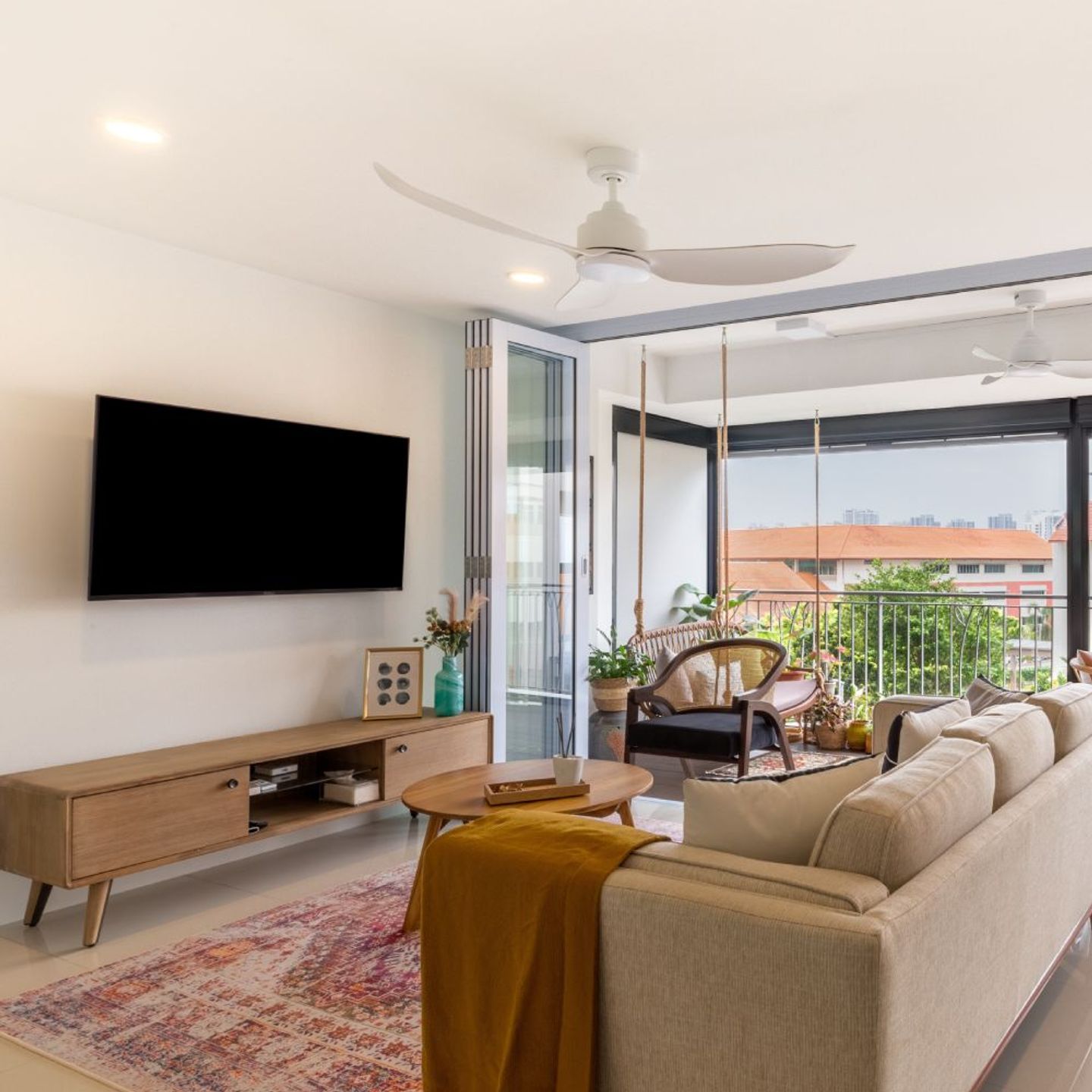 Spacious Wooden Floor-Mounted TV Unit Design With Drawer Storage | Livspace Spacious Wooden Floor-Mounted TV Unit Design With Drawer Storage | Livspace