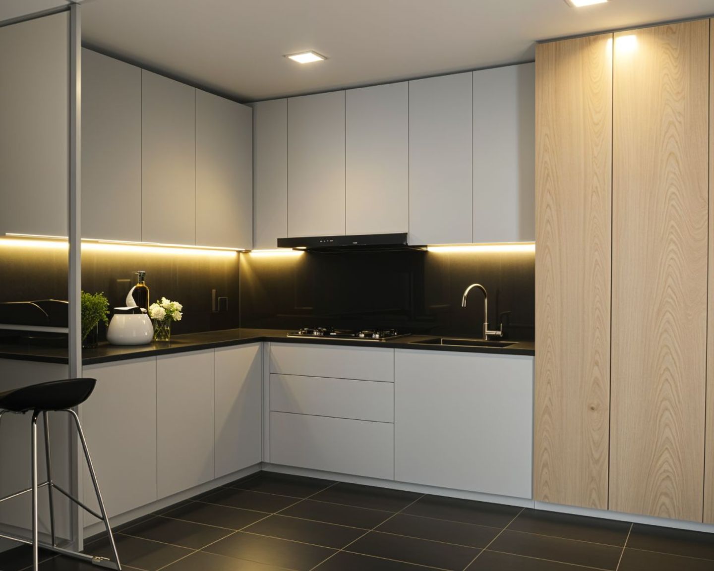 Modern Gray Kitchen Laminate