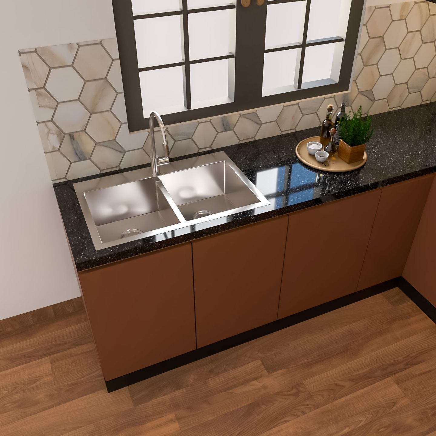 Stainless Steel Double Bowl Top Mount Basin Wash | Livspace