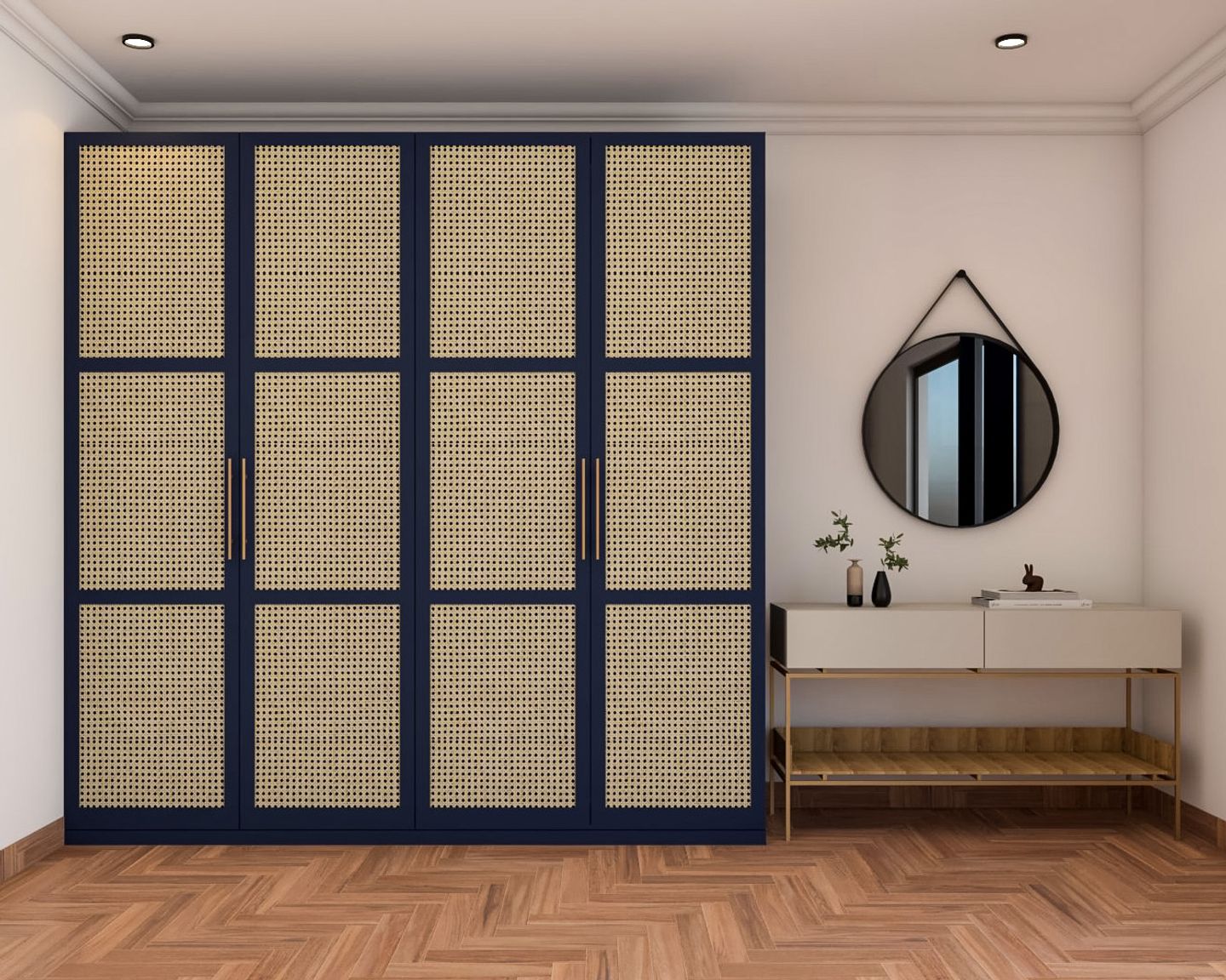 "Space Saving Bohemian Blue Swing Wardrobe Design With Rattan Accents ...