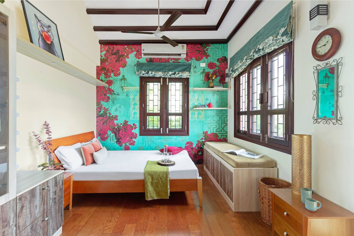 Dark Brown Wooden Rafters For Classic False Ceiling | Livspace