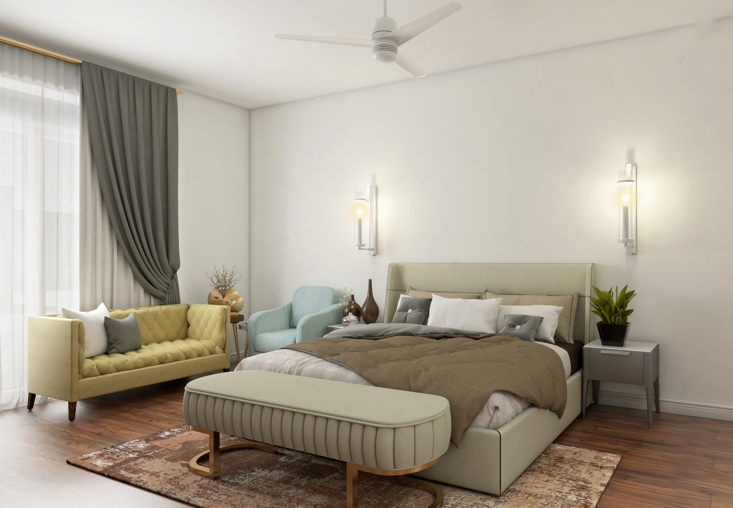 Multi-Functional Bedroom with Separate Areas for Wardrobe and Study ...