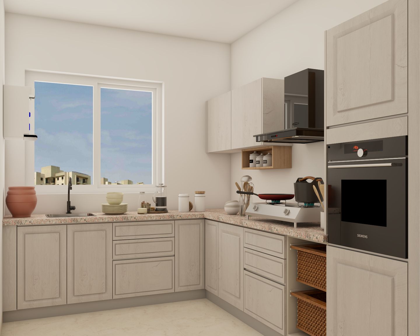 Modular Kitchen Design With Subtle Colour Palette | Livspace