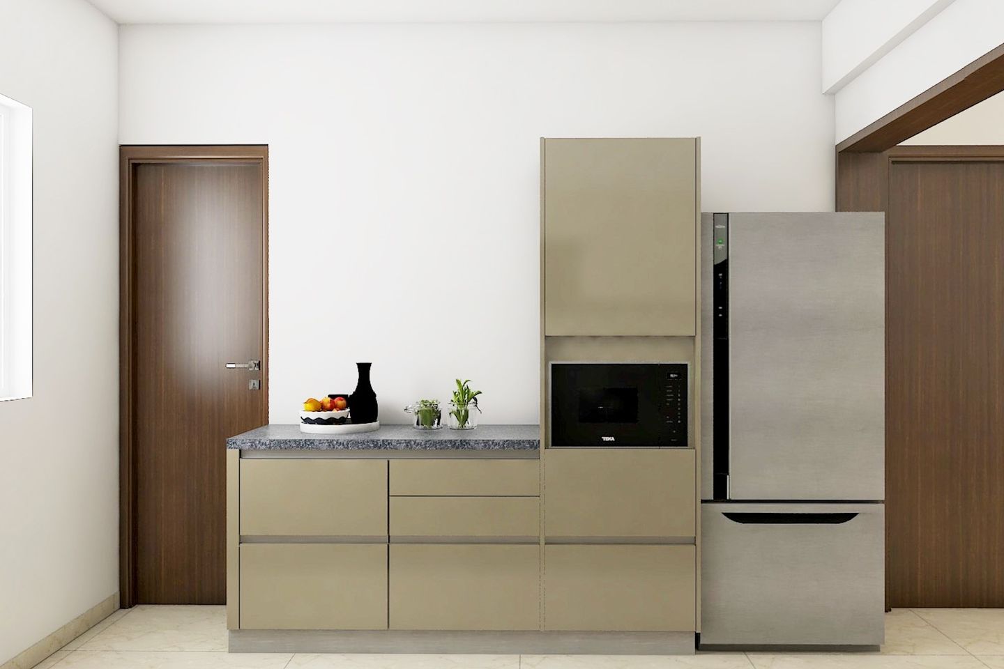 Modern Themed Compact Sized Low-Maintenance Kitchen Design | Livspace