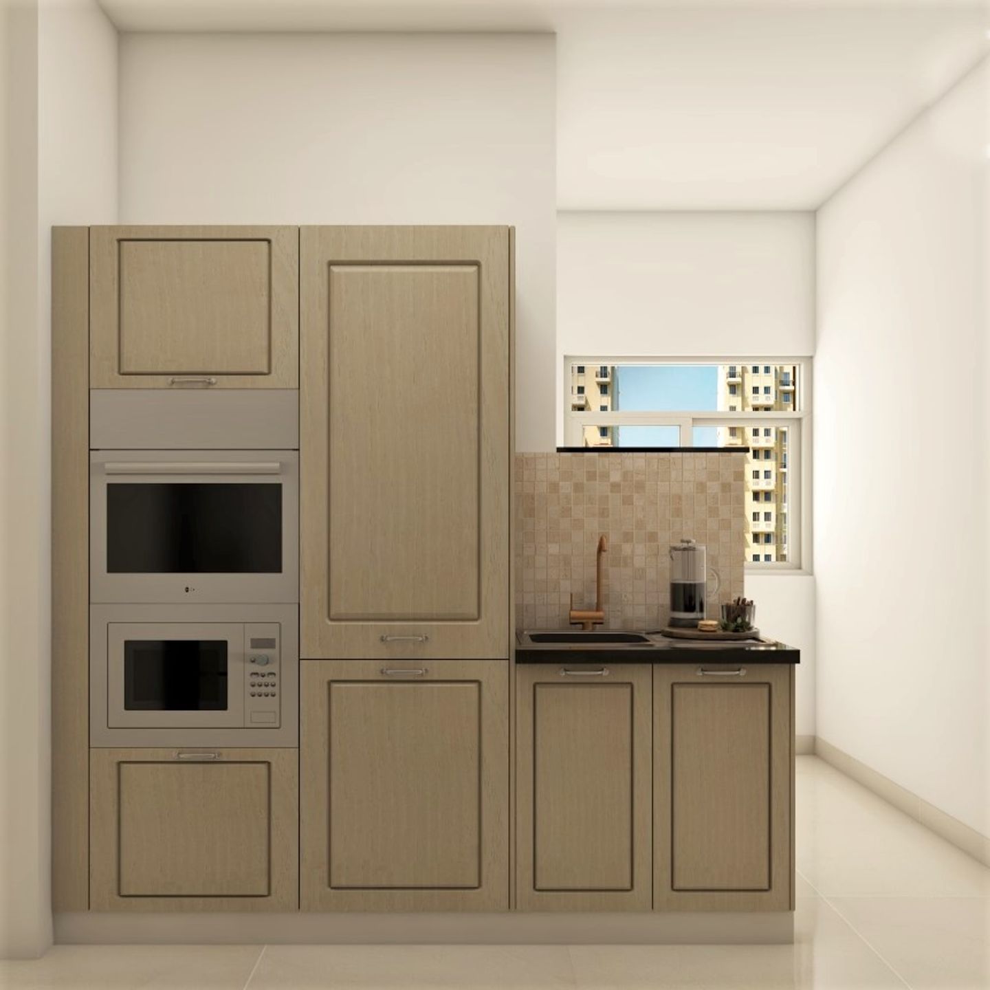Convenient Compact Kitchen With Modular Interiors | Livspace