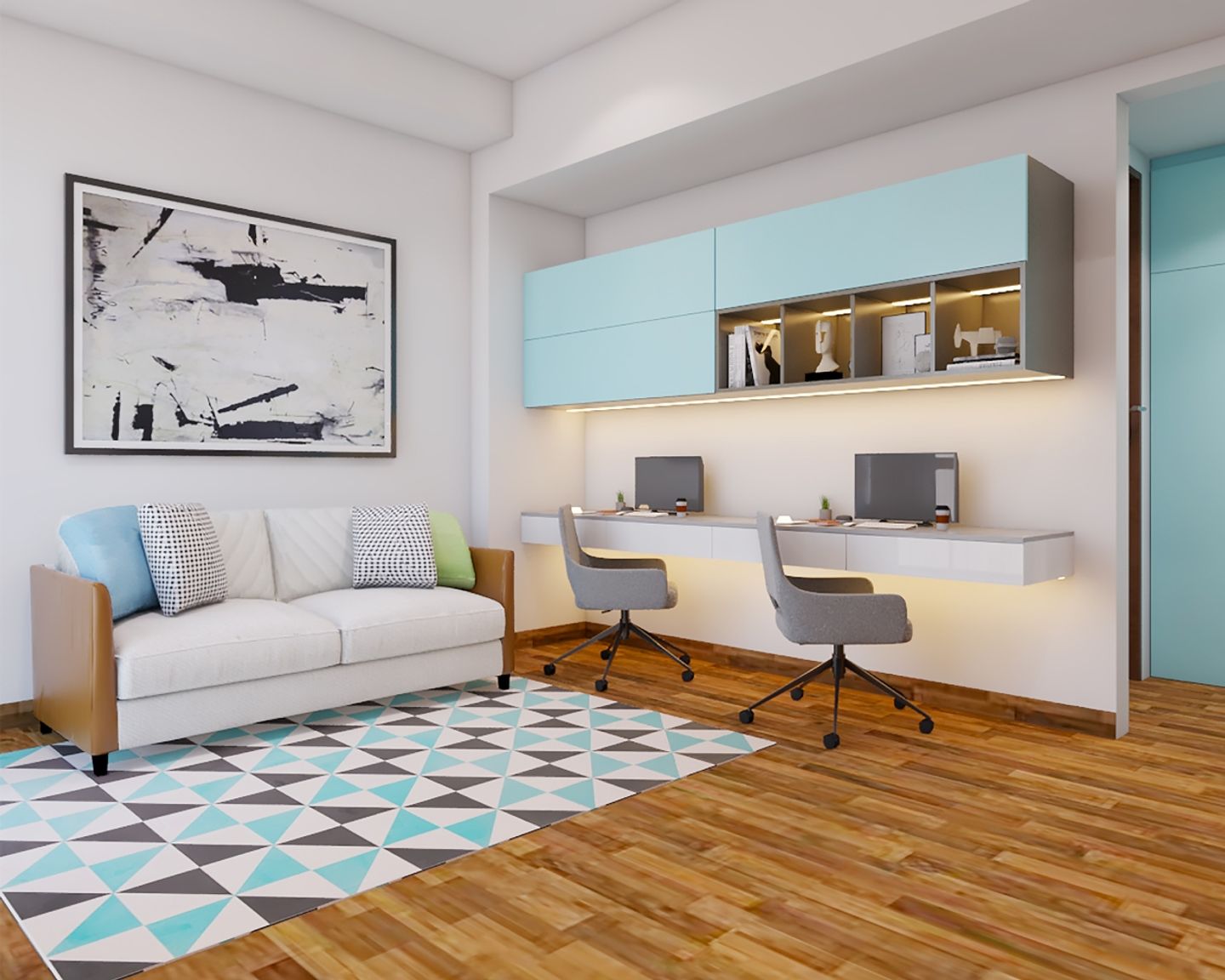 Home Office Design With A Wall-Mounted Table | Livspace