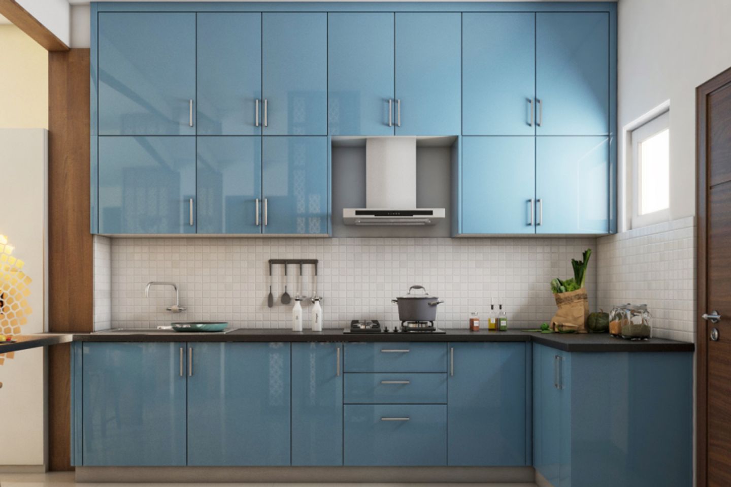 Kitchen Design With Drawers And Loft Storage - 10X7 Ft | Livspace