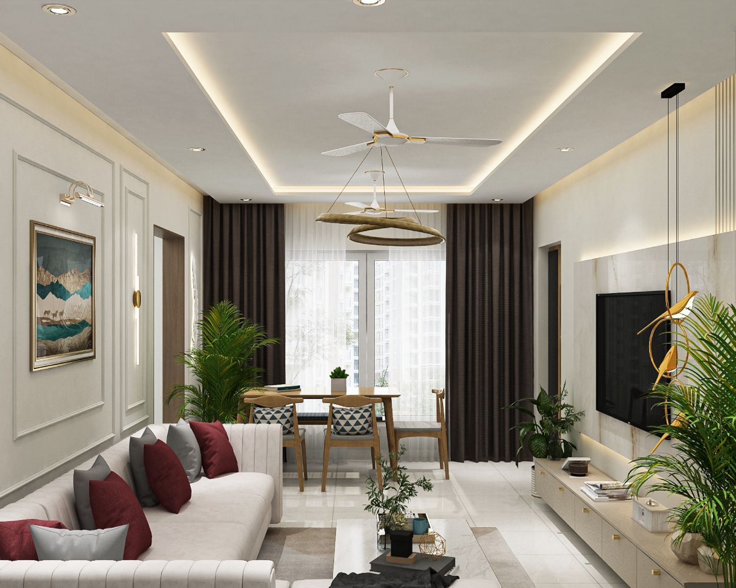 Contemporary Comfort: Living Room Design With L-Shaped Sofa | Livspace