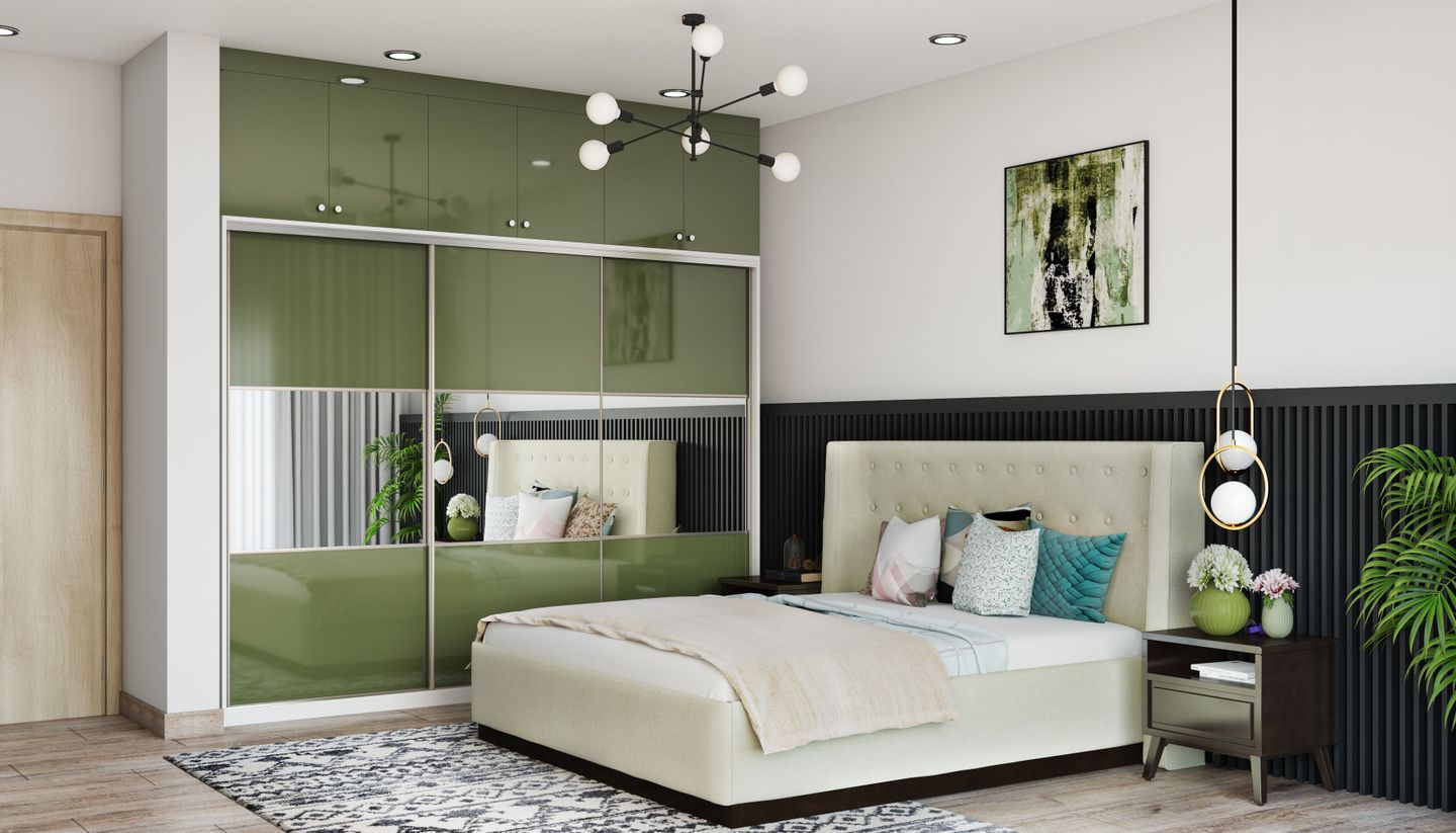 Space-Saving Slider: Wardrobe Design in Desert Green & High Gloss ...