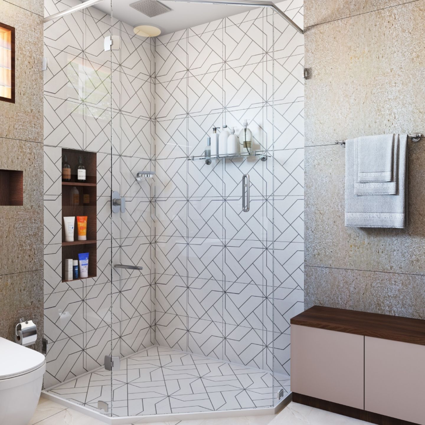 Square Ceramic Bathroom Tiles Design: Anti-Skid, Matte Finish and White ...