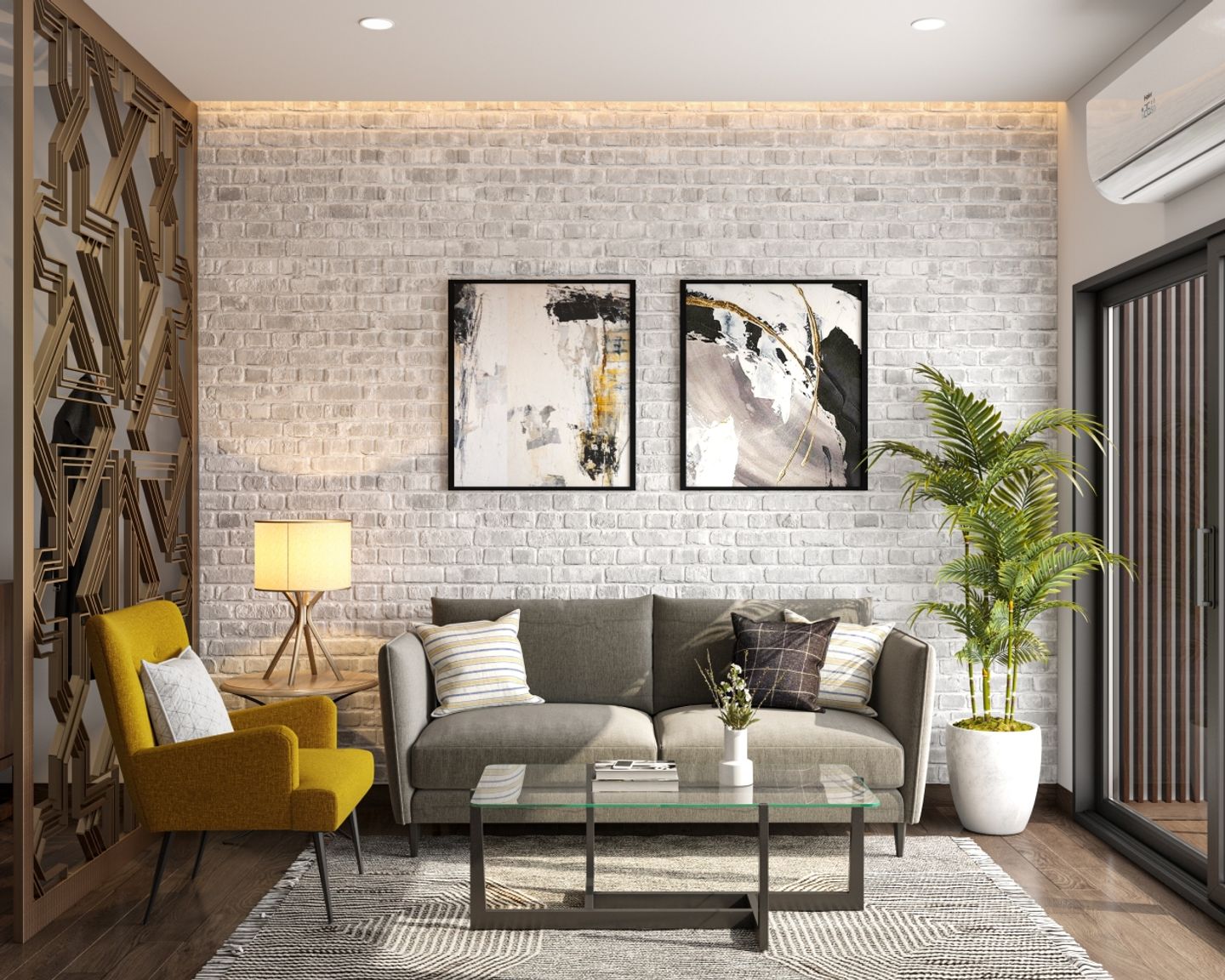 Light Grey Stone Cladding Wall Design For Living Rooms | Livspace