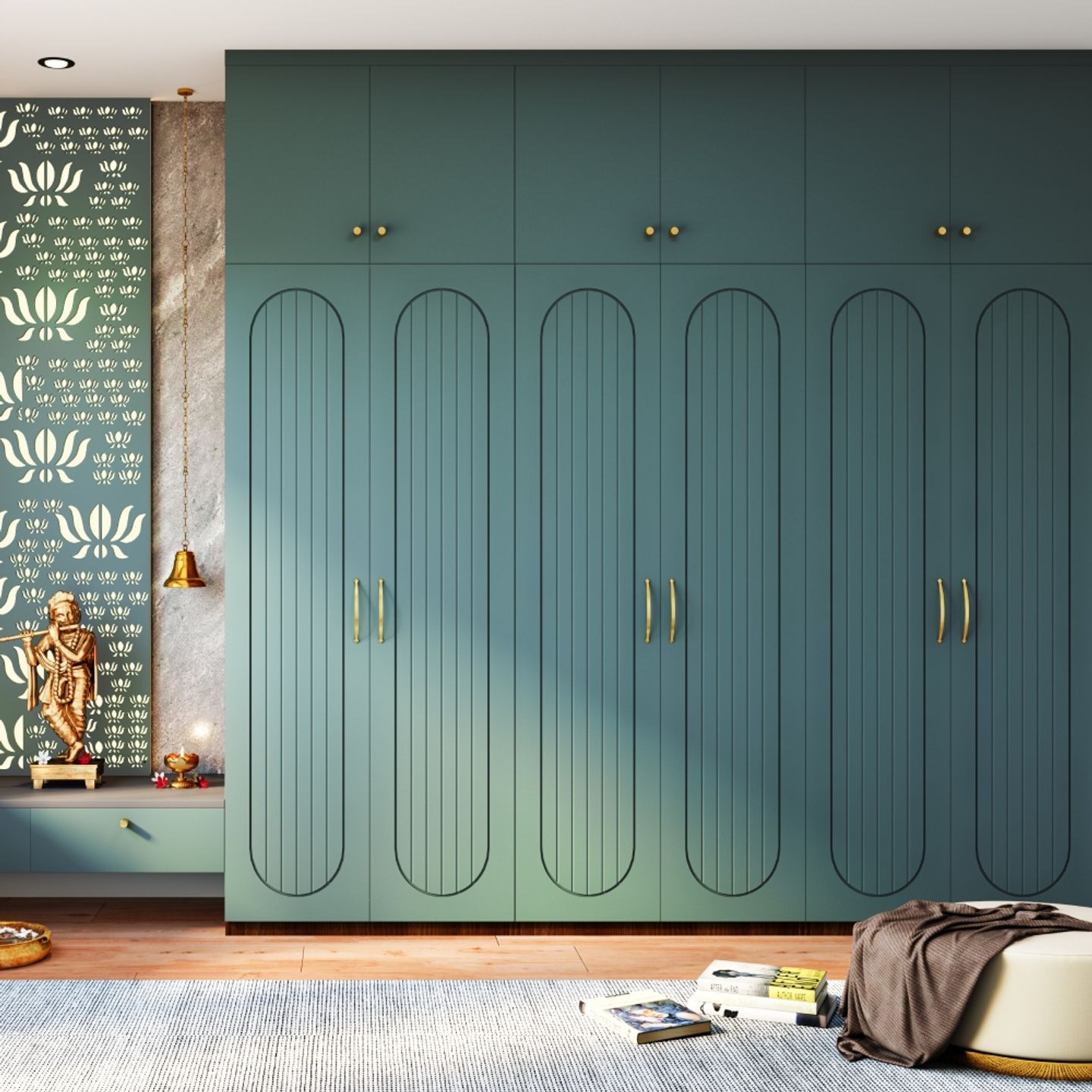 Spacious Contemporary 6-Door Swing Wardrobe Design in Matte Finish ...