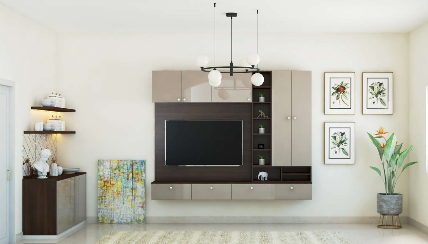 Multi-Functional Spacious Contemporary Living Room Design | Livspace