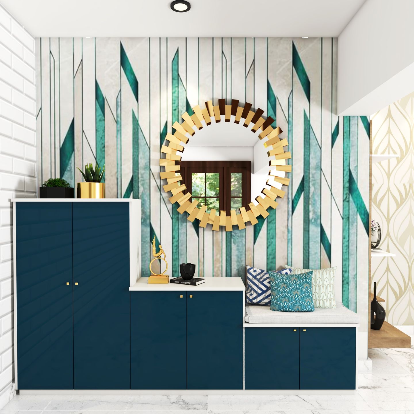 Spacious Contemporary Themed Budget-Friendly Foyer Design | Livspace