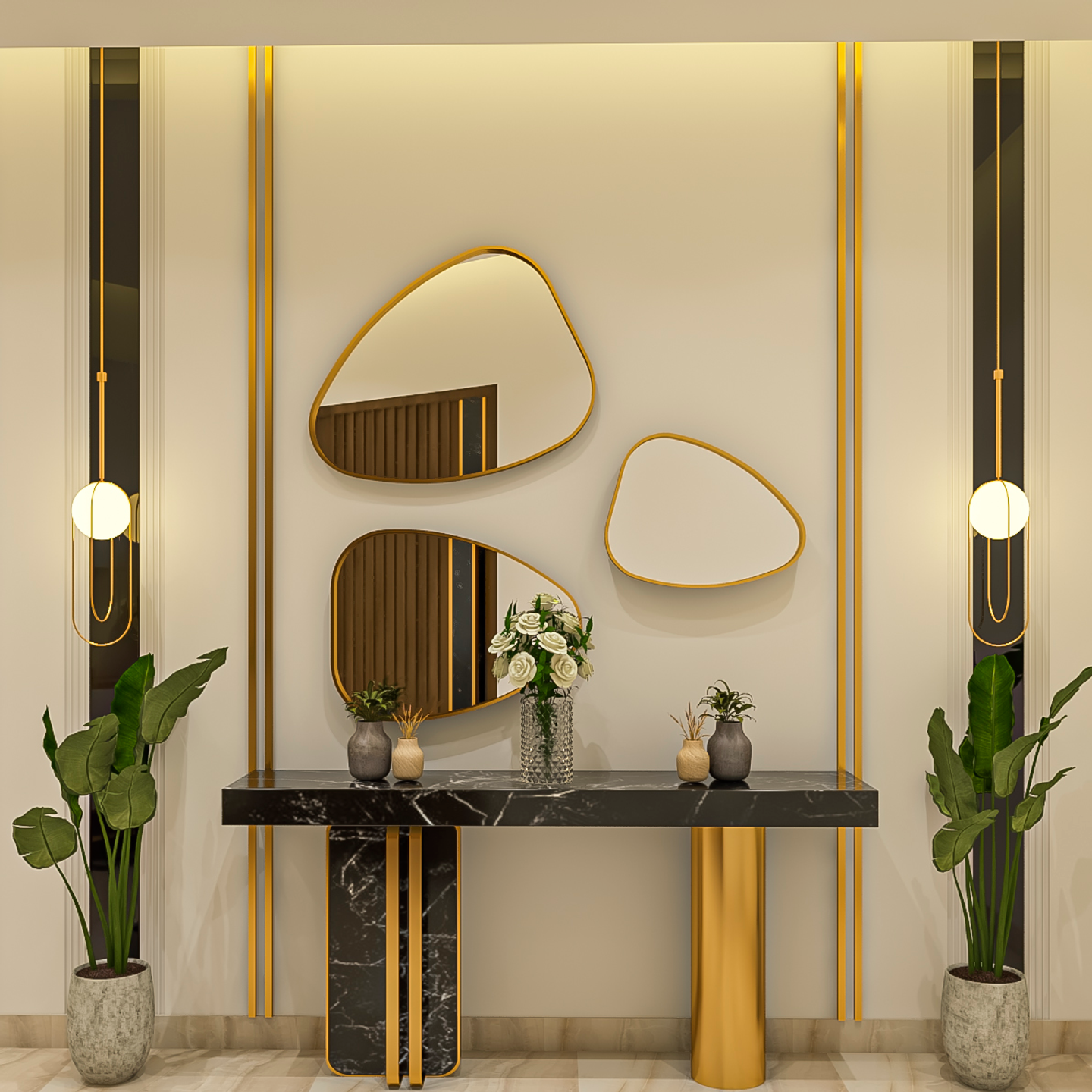 Spacious Classic Foyer Design Idea With Mirrors | Livspace