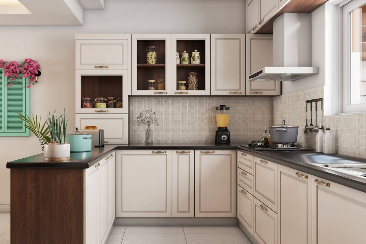 Multi-Functional Contemporary Style Spacious Open Kitchen Design | Livspace