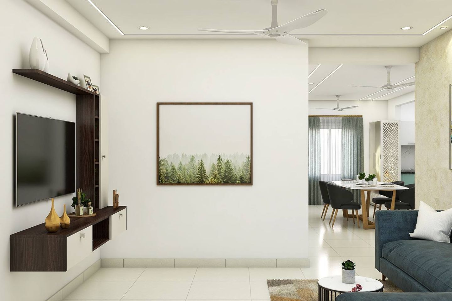 Low Maintenance Modern Style Spacious Living Room Design | Livspace