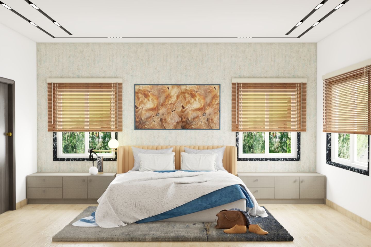 Spacious Modern Style Low Maintenance Master Bedroom Design | Livspace