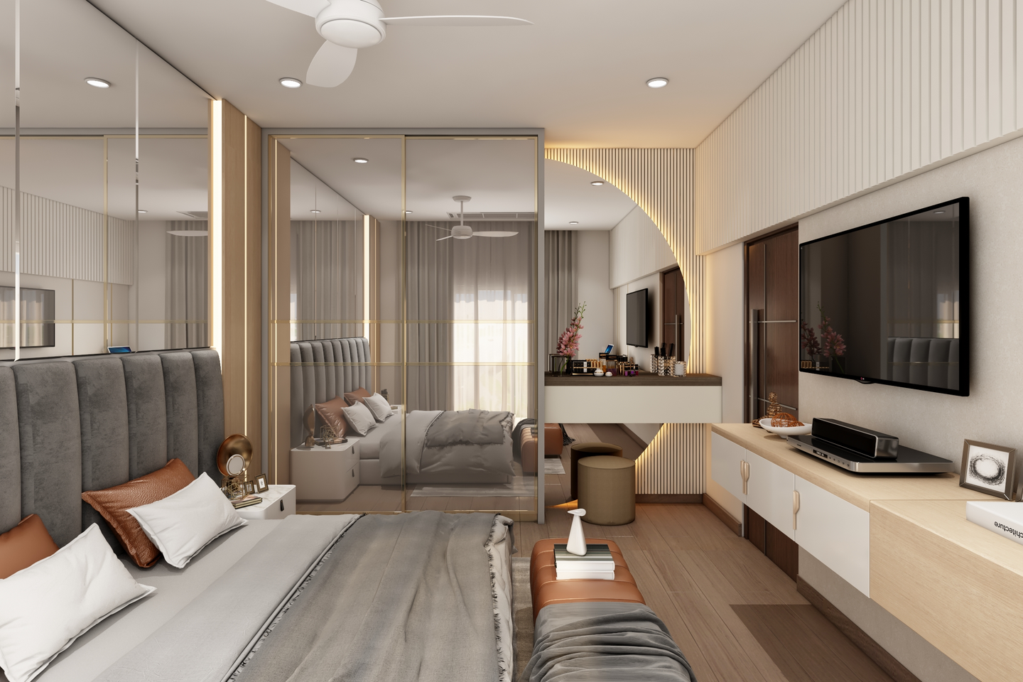 Multi-Functional Modern Spacious Master Bedroom Design | Livspace