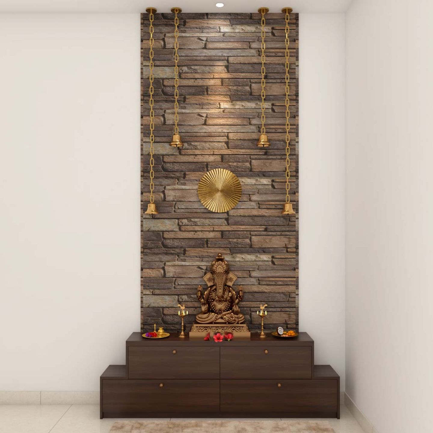 Spacious Mandir Design With Contemporary Interiors | Livspace