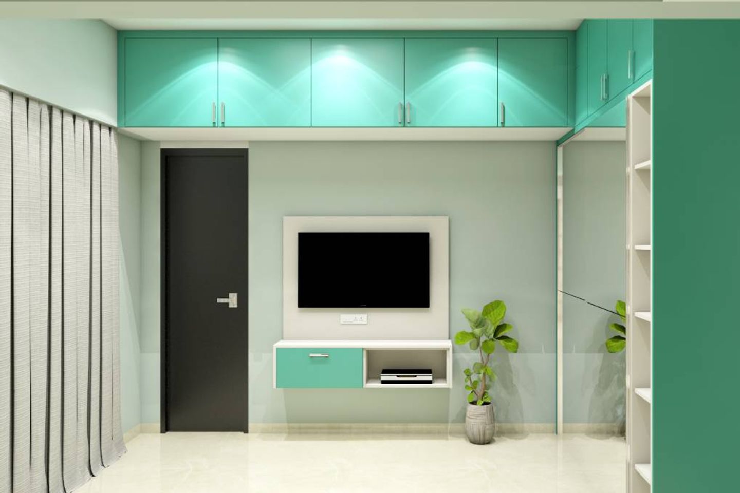 Maximum Storage Contemporary Themed Spacious TV Unit Design| Livspace